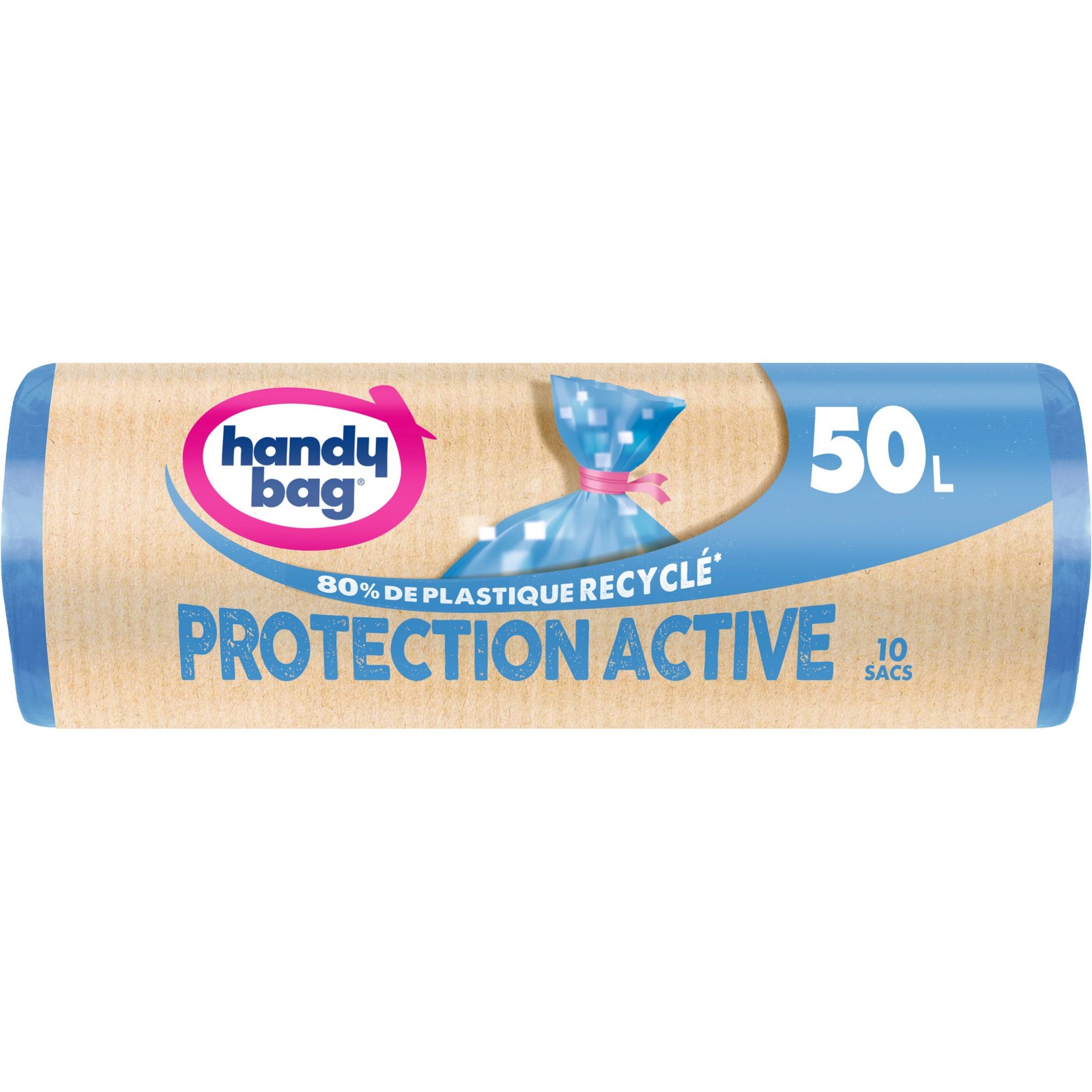 HANDY BAG Sacs poubelle à liens amovibles protection active 50l 10 sacs ...