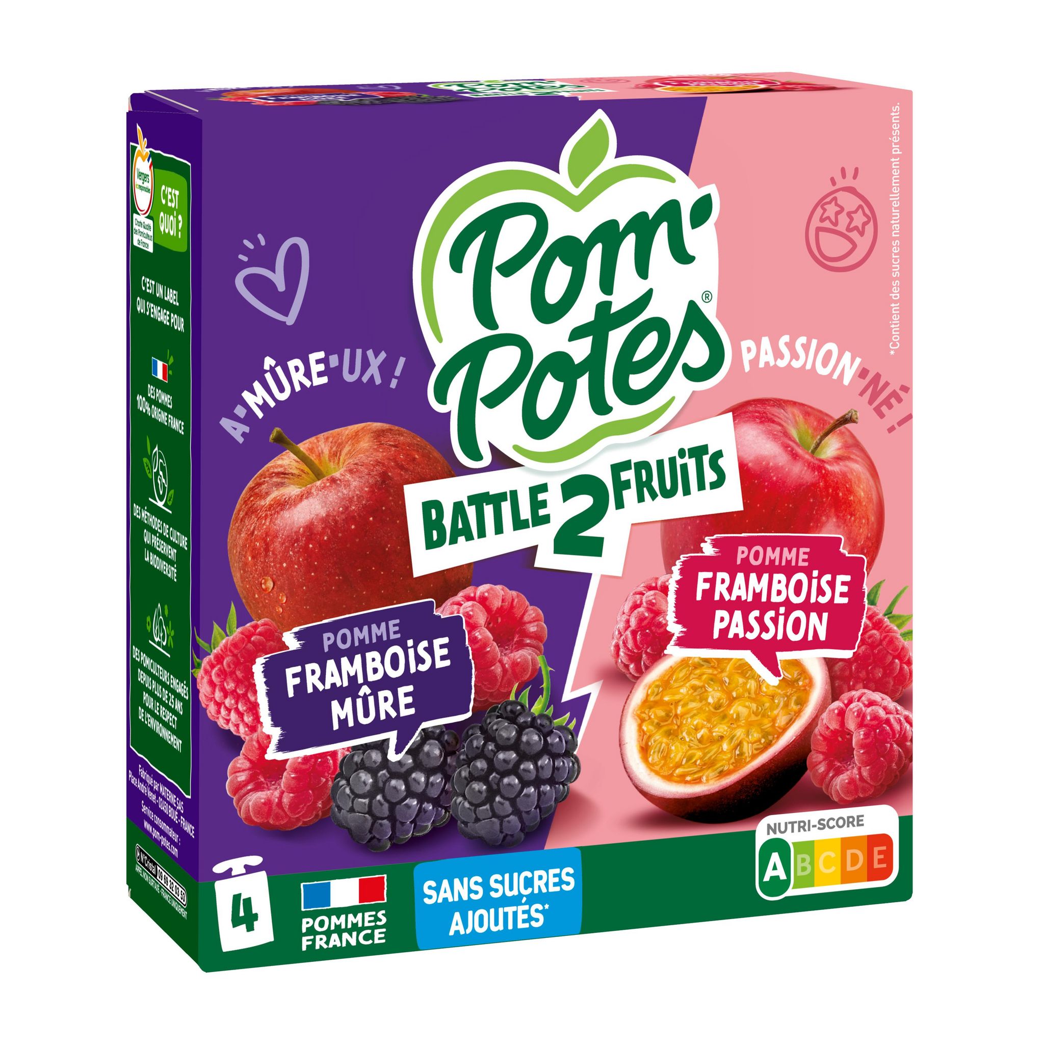 POM'POTES Battle 2 Fruits Gourdes compotes de pomme framboise passion ...