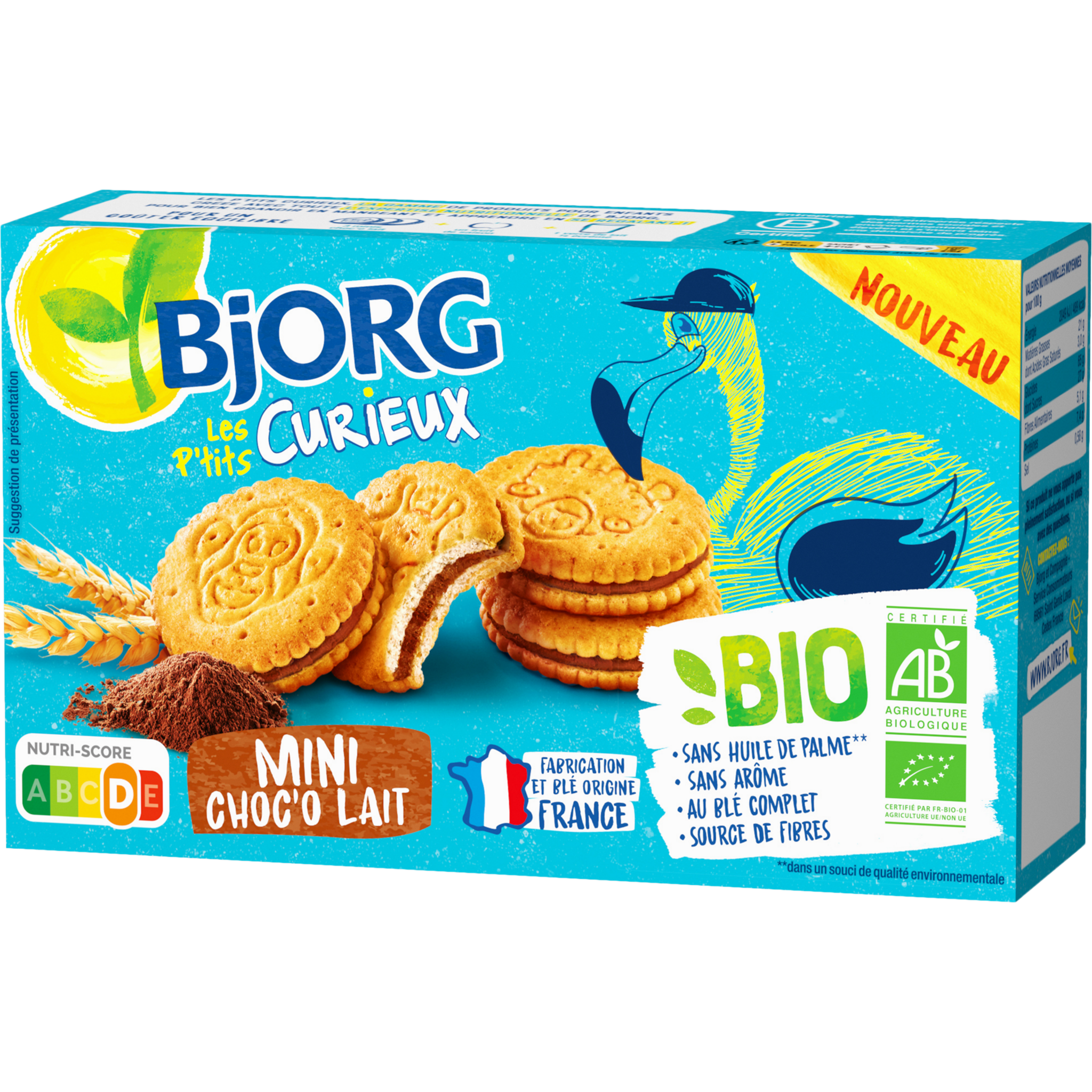 BJORG Les p'tits curieux mini biscuits chocolat au lait bio 168g pas ...