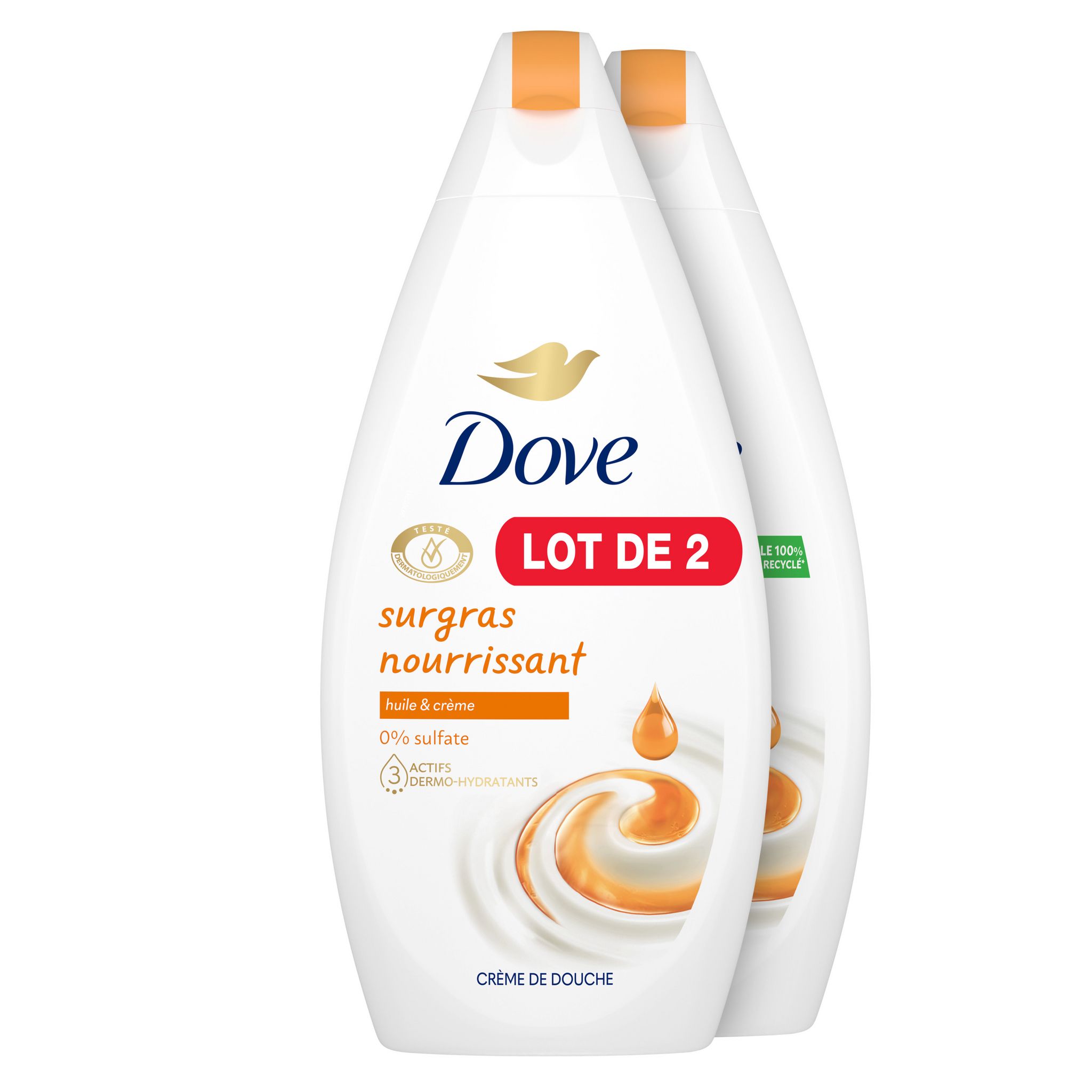 DOVE Crème de douche surgras nourrissant 2x450ml pas cher - Auchan.fr
