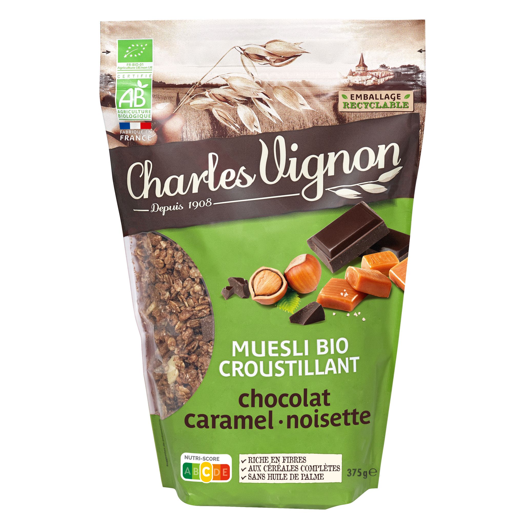 CHARLES VIGNON Céréales muesli bio croustillant chocolat caramel ...