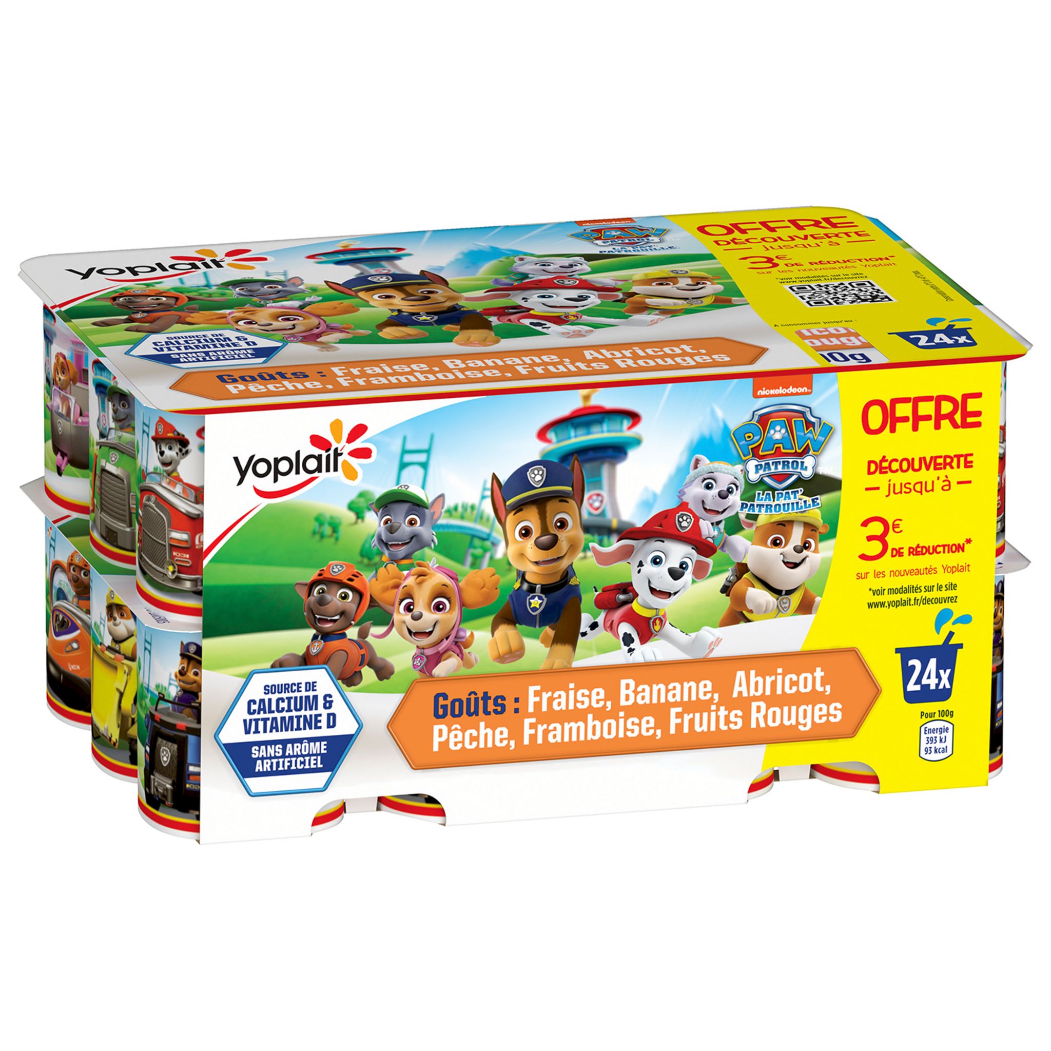 YOPLAIT Petits suisses Pat Patrouille aromatisés aux fruits 24x50g pas ...