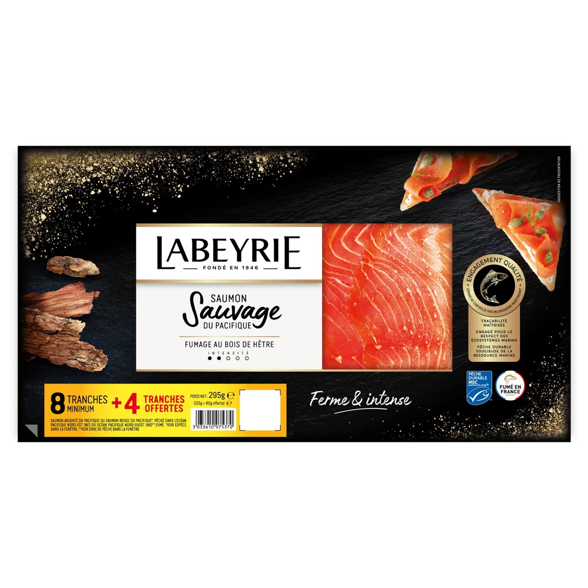 LABEYRIE Saumon sauvage du Pacifique fumé au bois de hêtre 12 tranches ...