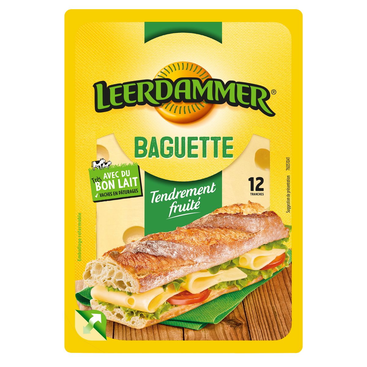LEERDAMMER Fromage en tranches spécial baguette 12 tranches 160g pas ...