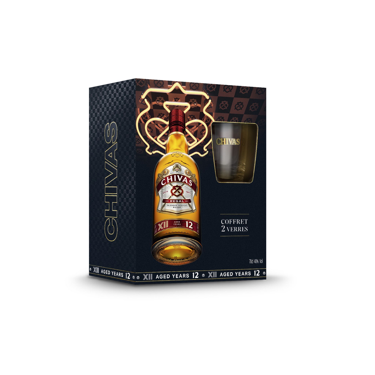CHIVAS REGAL Scotch Whisky écossais 12 ans 40% 2 verres offerts 70cl ...
