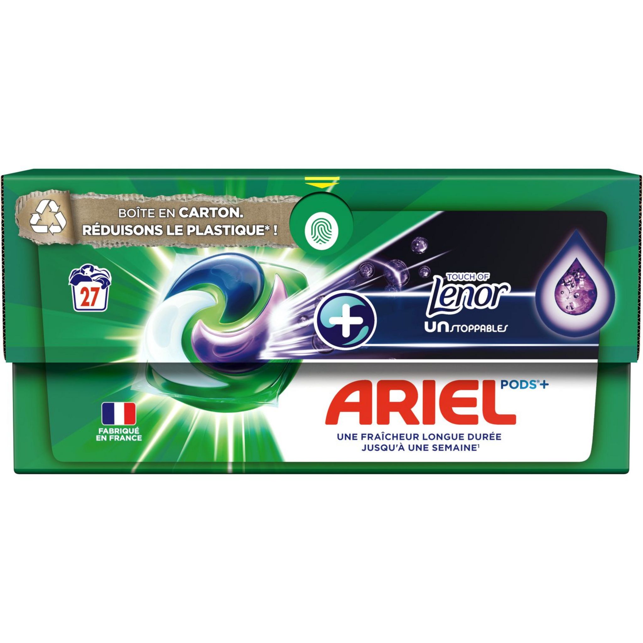 ARIEL Pods + Unstoppables Lessive en capsules parfum lavande 27 ...