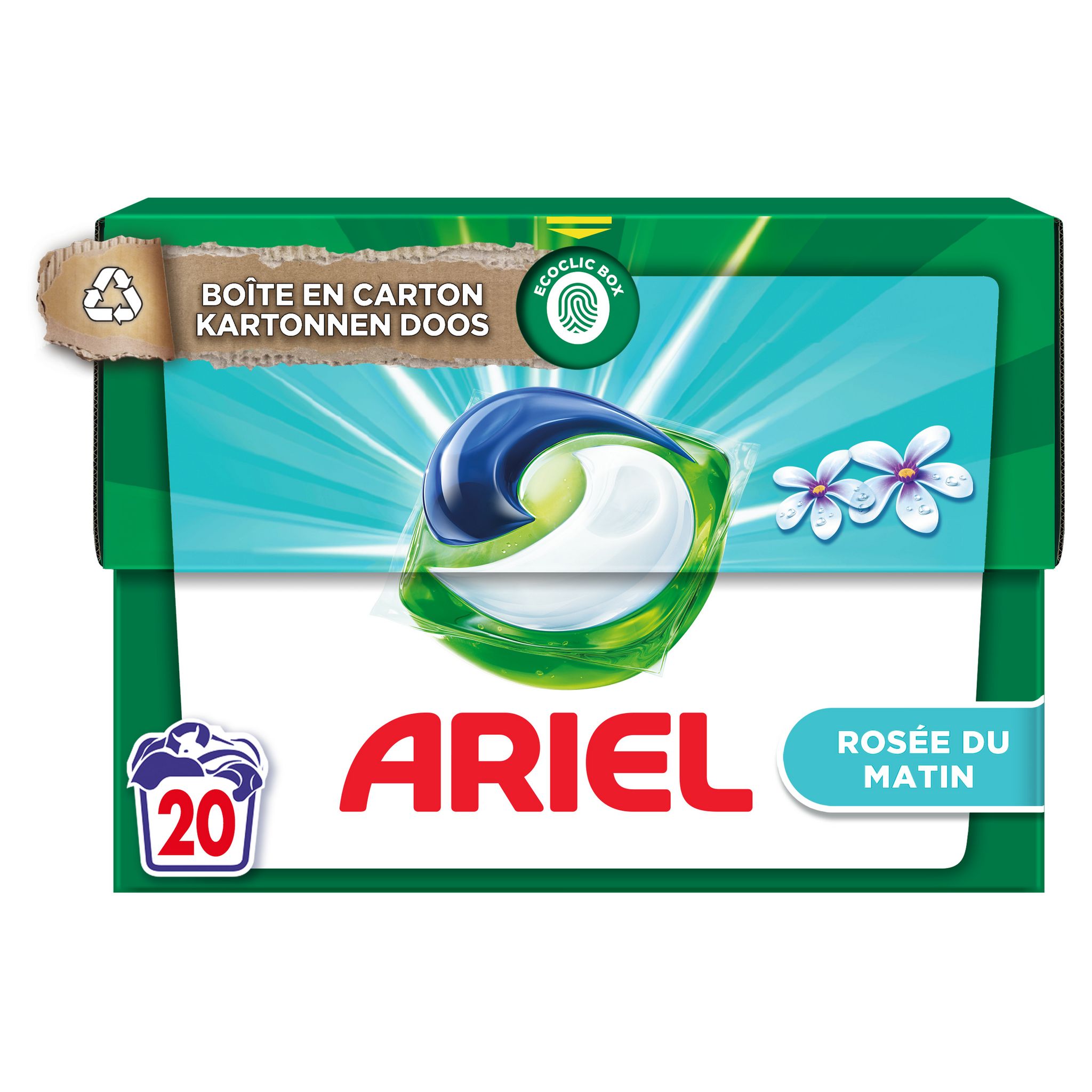 ARIEL Pods Lessive capsules Tout en 1 Rosée du matin 20 capsules pas ...
