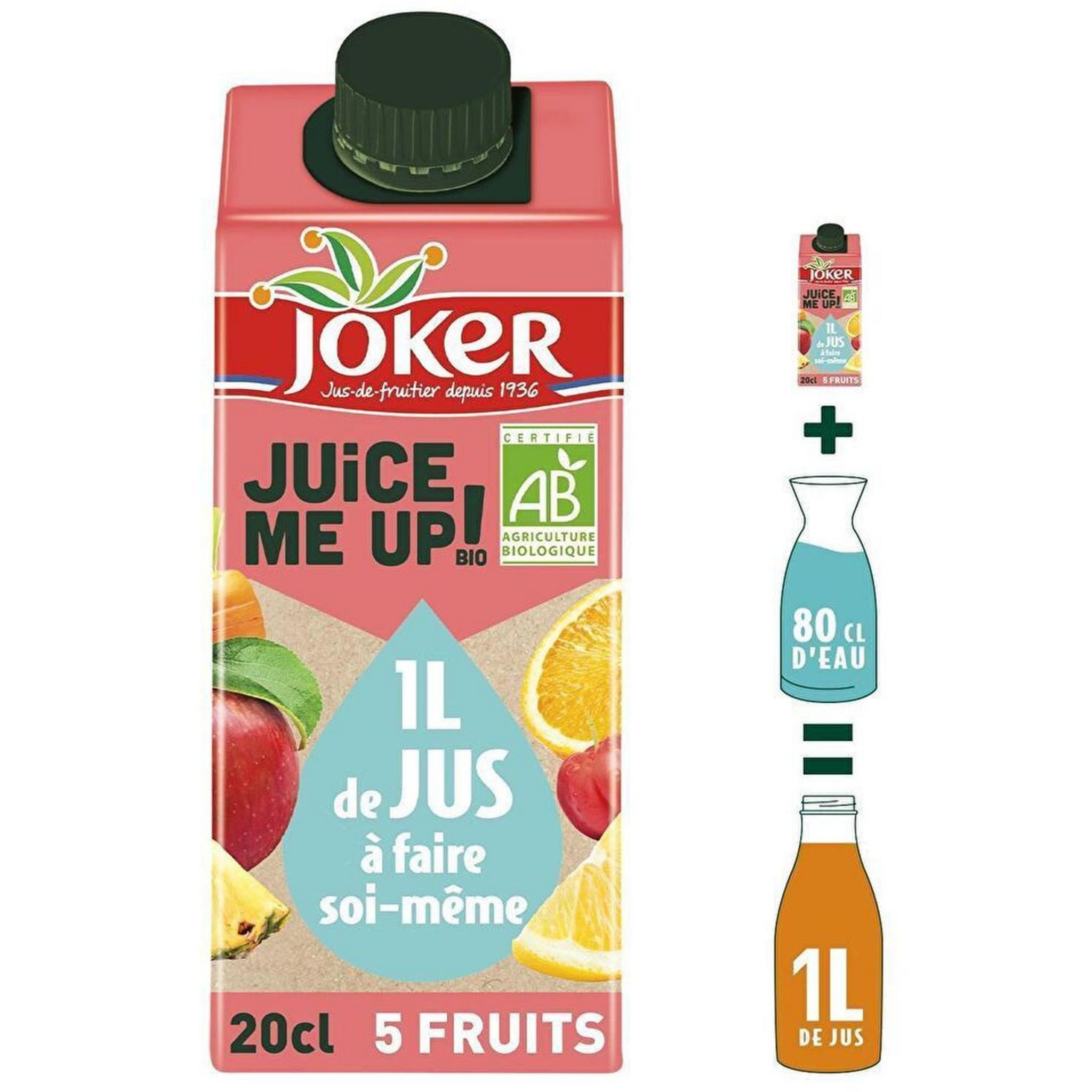 JOKER Jus bio à faire soi-même Juice me up 5 fruits 20cl pas cher ...