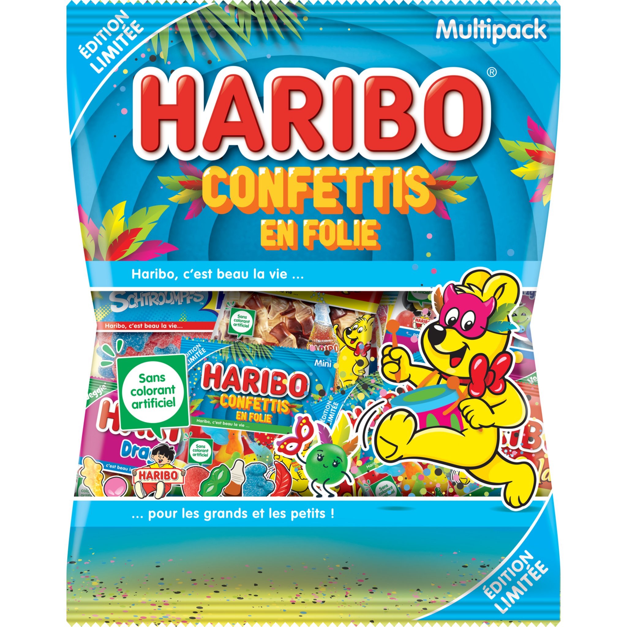 HARIBO Carnaval confettis en folie assortiment de bonbons 800g pas cher ...
