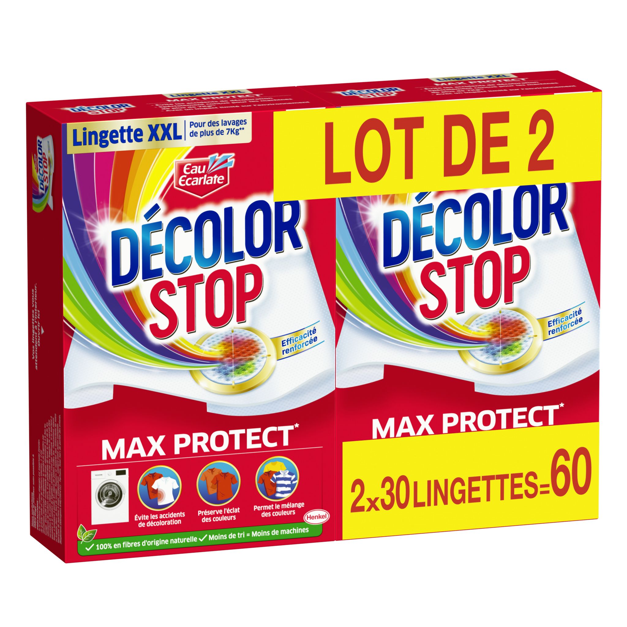 DECOLOR STOP Lingettes anti-décoloration max protect XXL 2x30 lingettes ...