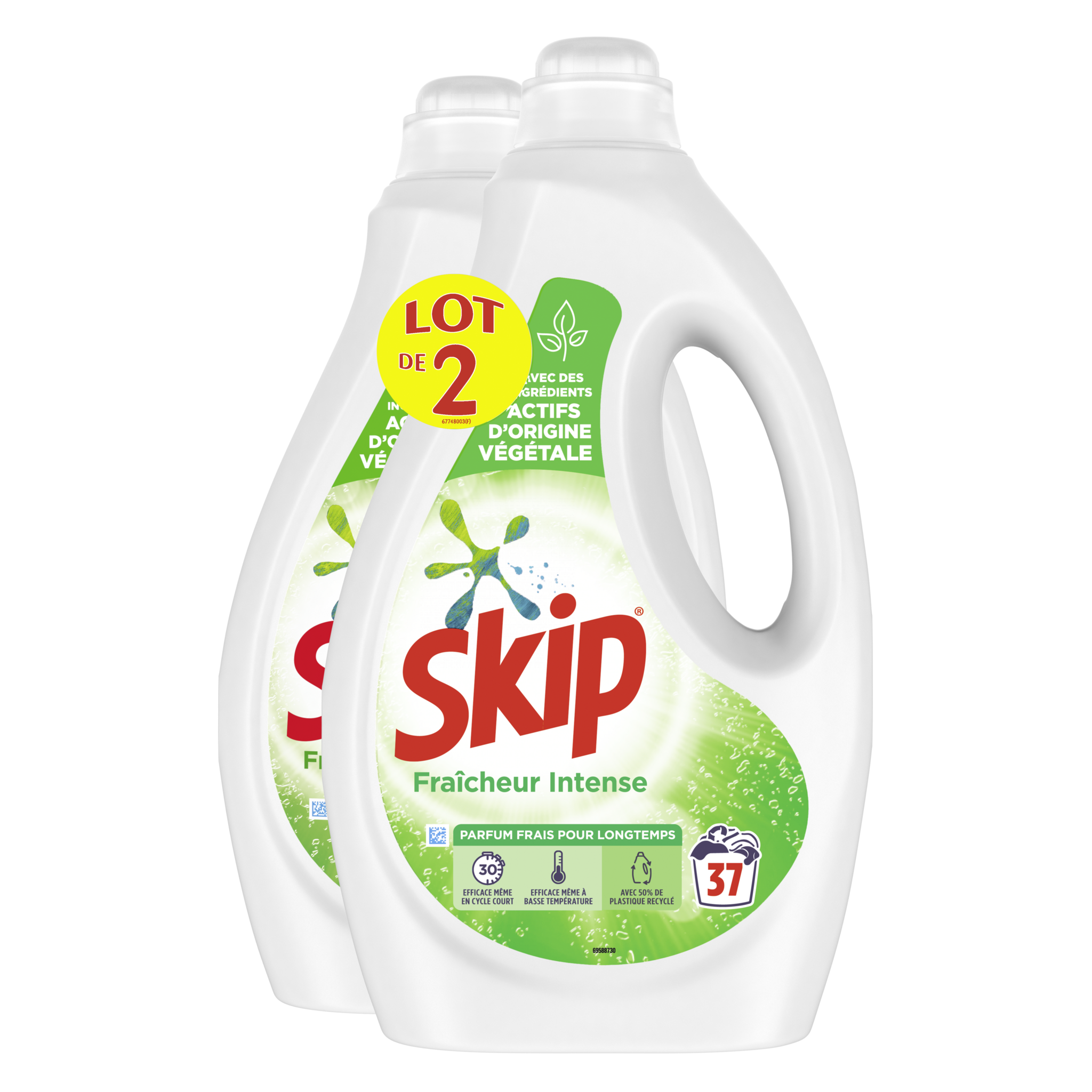 SKIP Lessive liquide fraicheur intense 74 lavages 2x1,665l pas cher ...