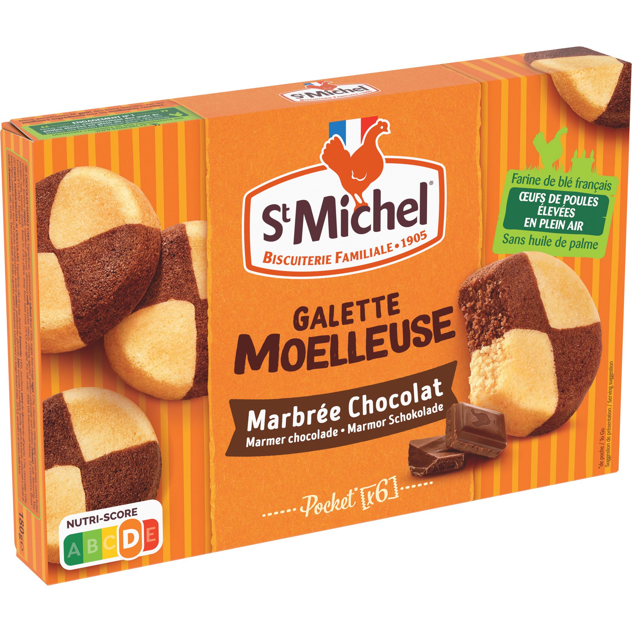 ST MICHEL Galette moelleuse marbrée au chocolat sachets fraîcheurs 6 ...