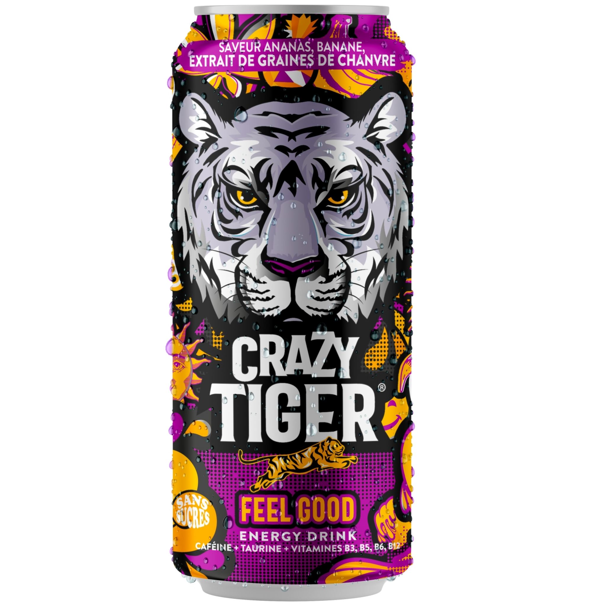 CRAZY TIGER Boisson énergisante à la taurine saveur ananas banane 50cl pas cher - Auchan.fr
