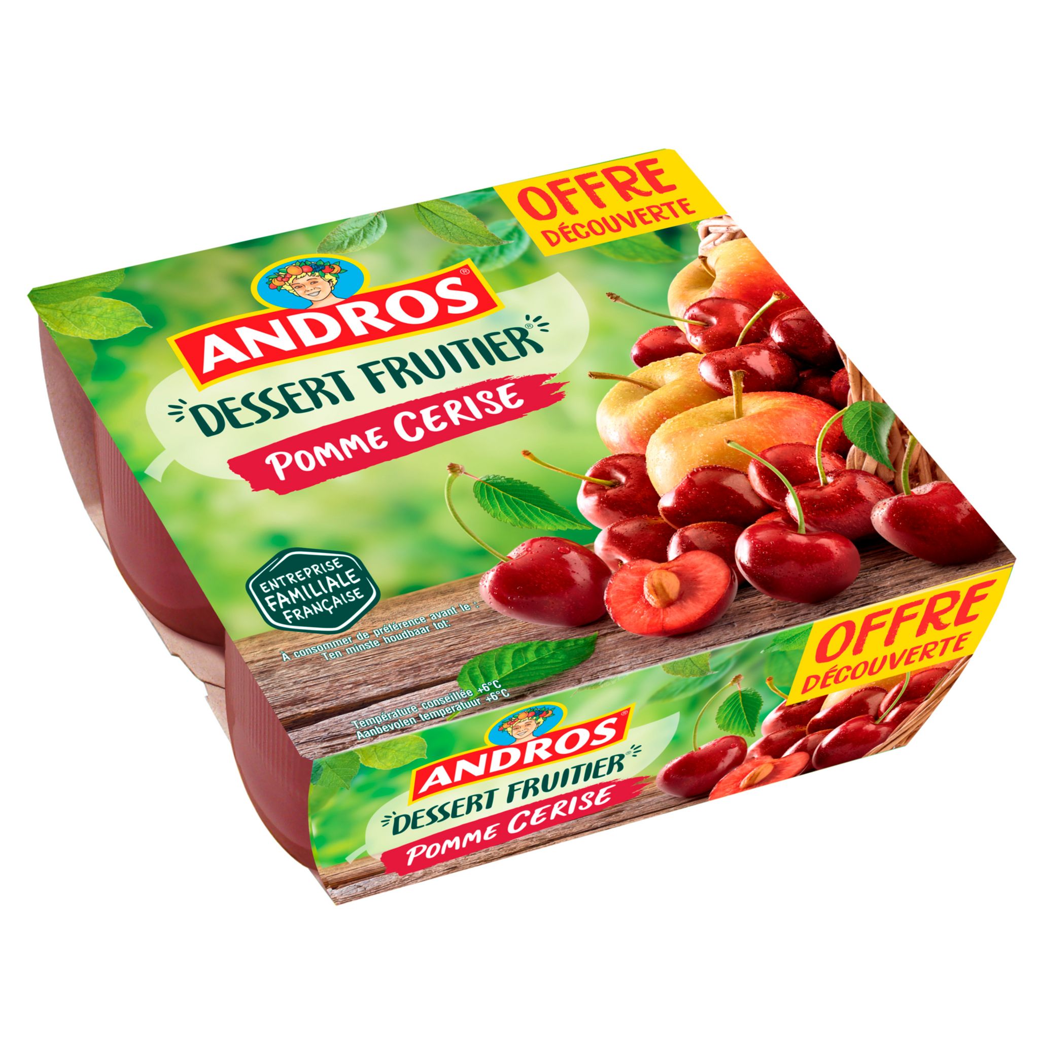 ANDROS Dessert fruitier pomme cerise 4x100g pas cher - Auchan.fr