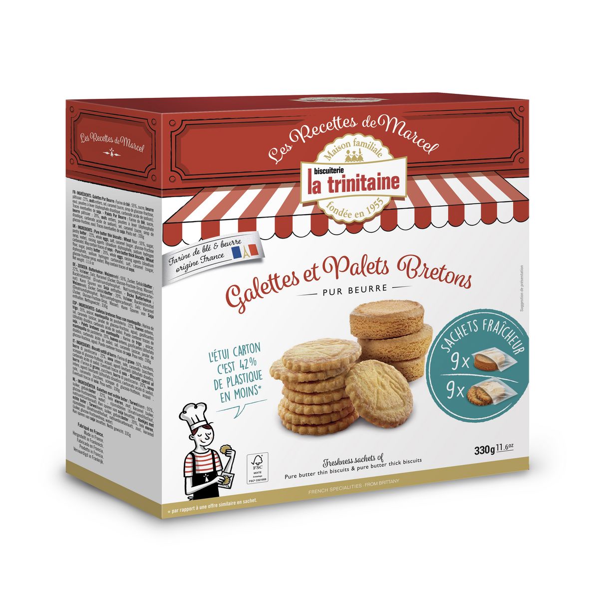 LA TRINITAINE Galettes et palets bretons pur beurre en sachets 9 ...