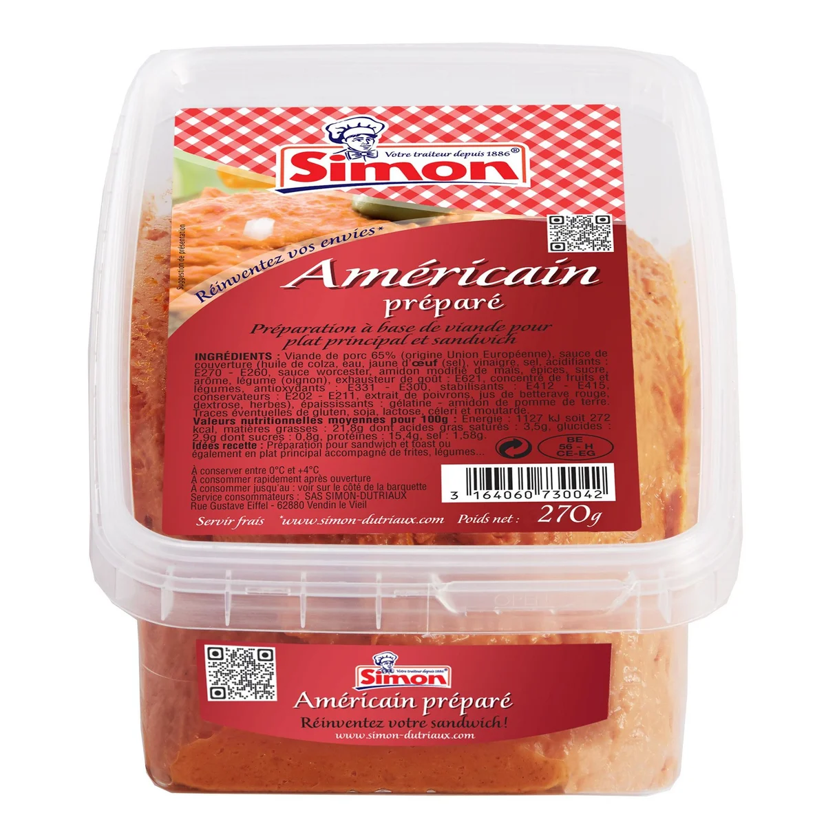 SIMON Filet américain préparé 270g pas cher - Auchan.fr