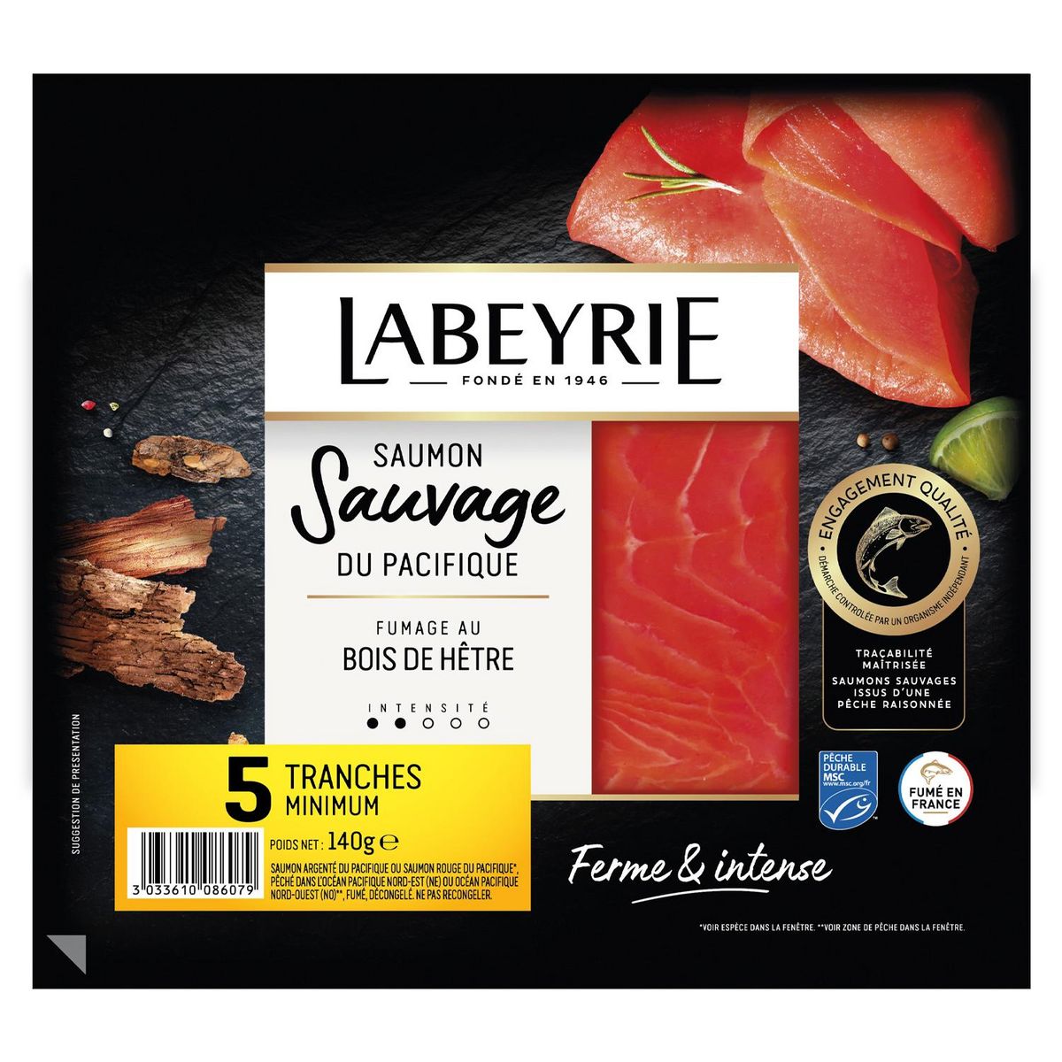 LABEYRIE Saumon fumé du Pacifique 5 tranches 140g pas cher - Auchan.fr