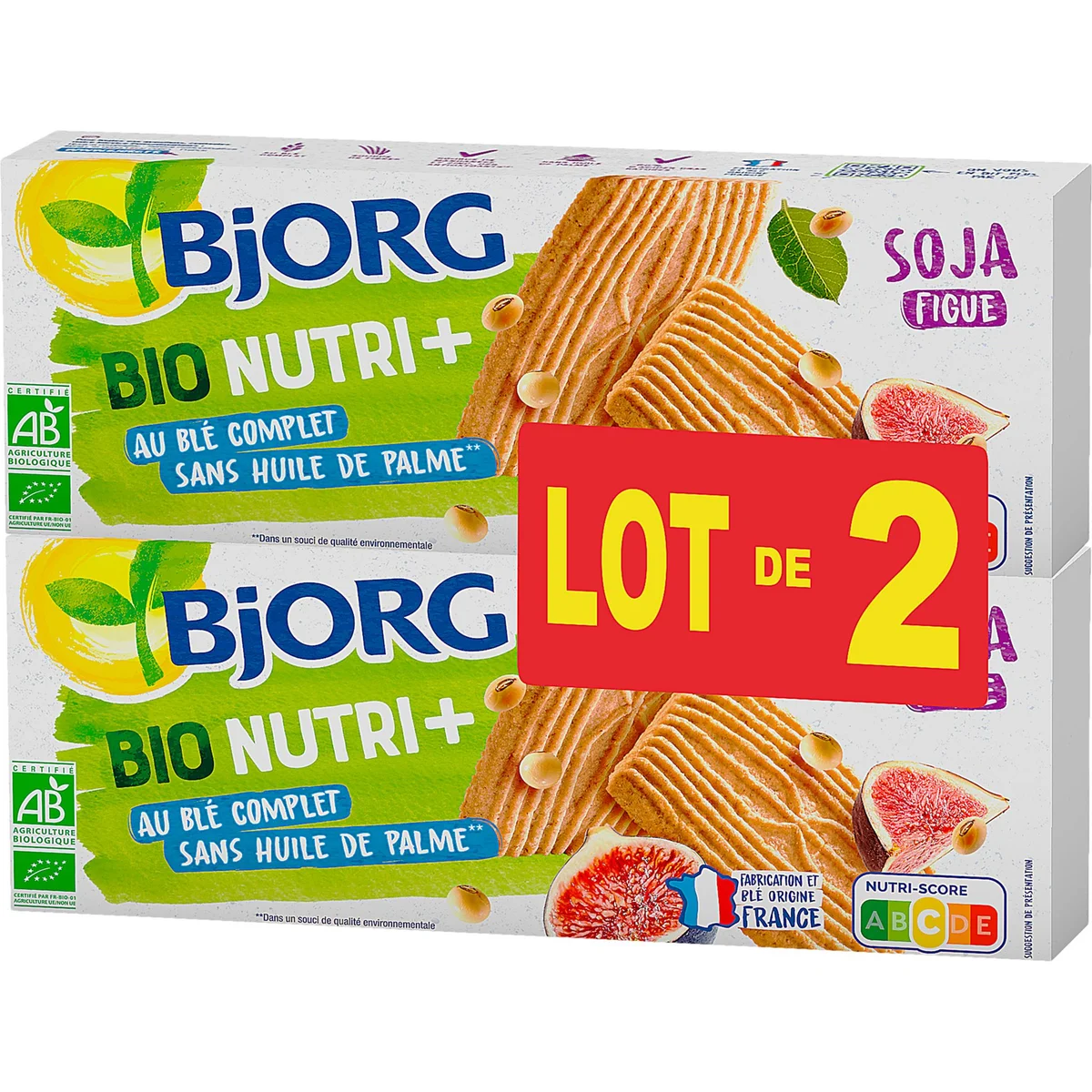 BJORG Biscuits au soja et à la figue bio nutri + 2x240g pas cher ...