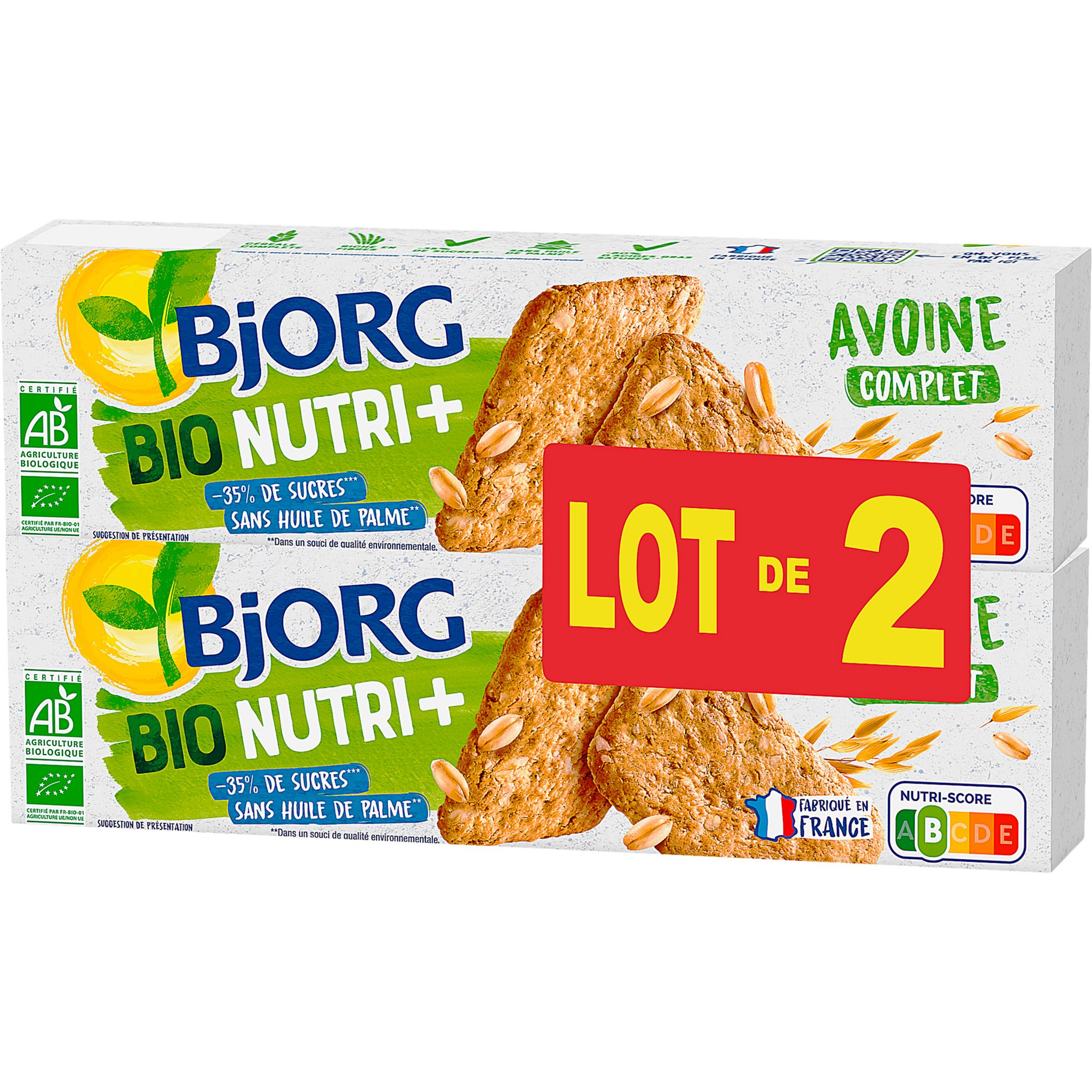 BJORG Biscuits à l'avoine complet bio nature + Lot de 2 2x130g pas cher ...