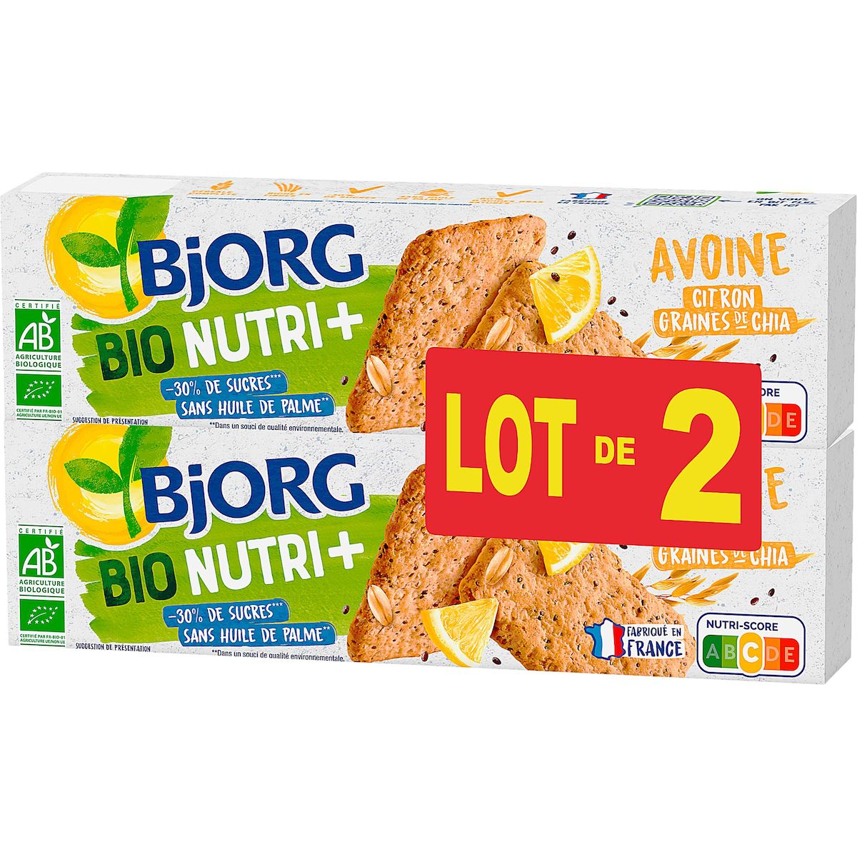 BJORG Biscuits bio avoine citron et graines de chia nutri + Lot de 2 ...