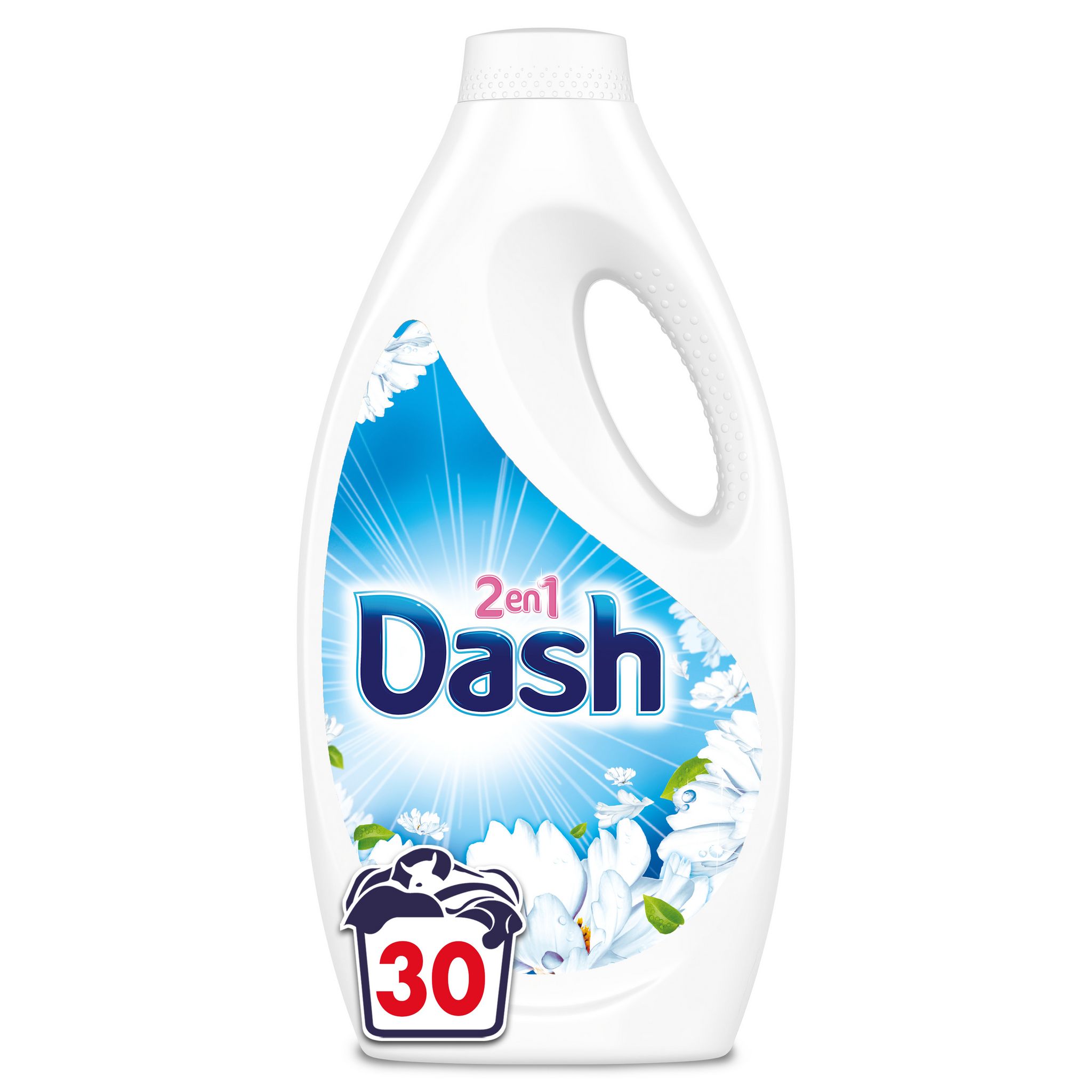 DASH Lessive liquide 2en1 air frais et fleurs blanches 30 lavages 1,5l ...
