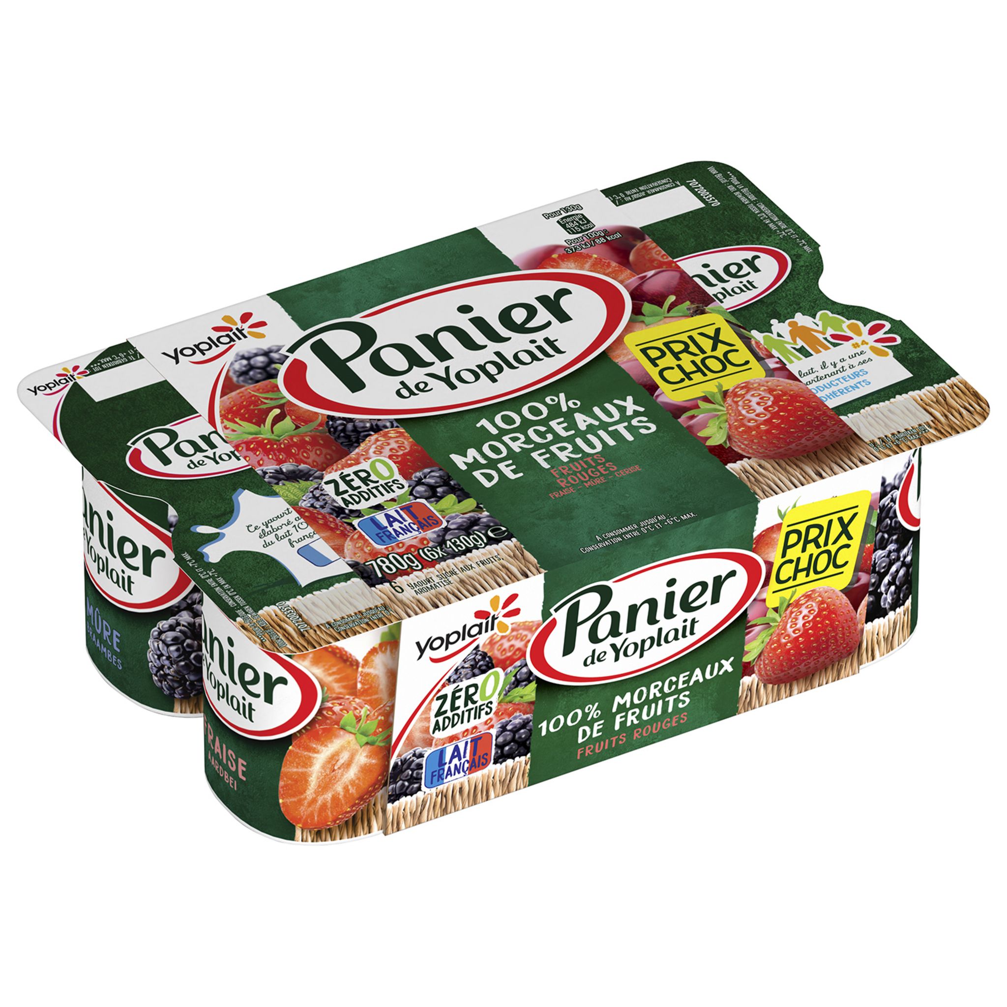 PANIER DE YOPLAIT Yaourt aux morceaux de fruits rouges 6x130g pas cher ...