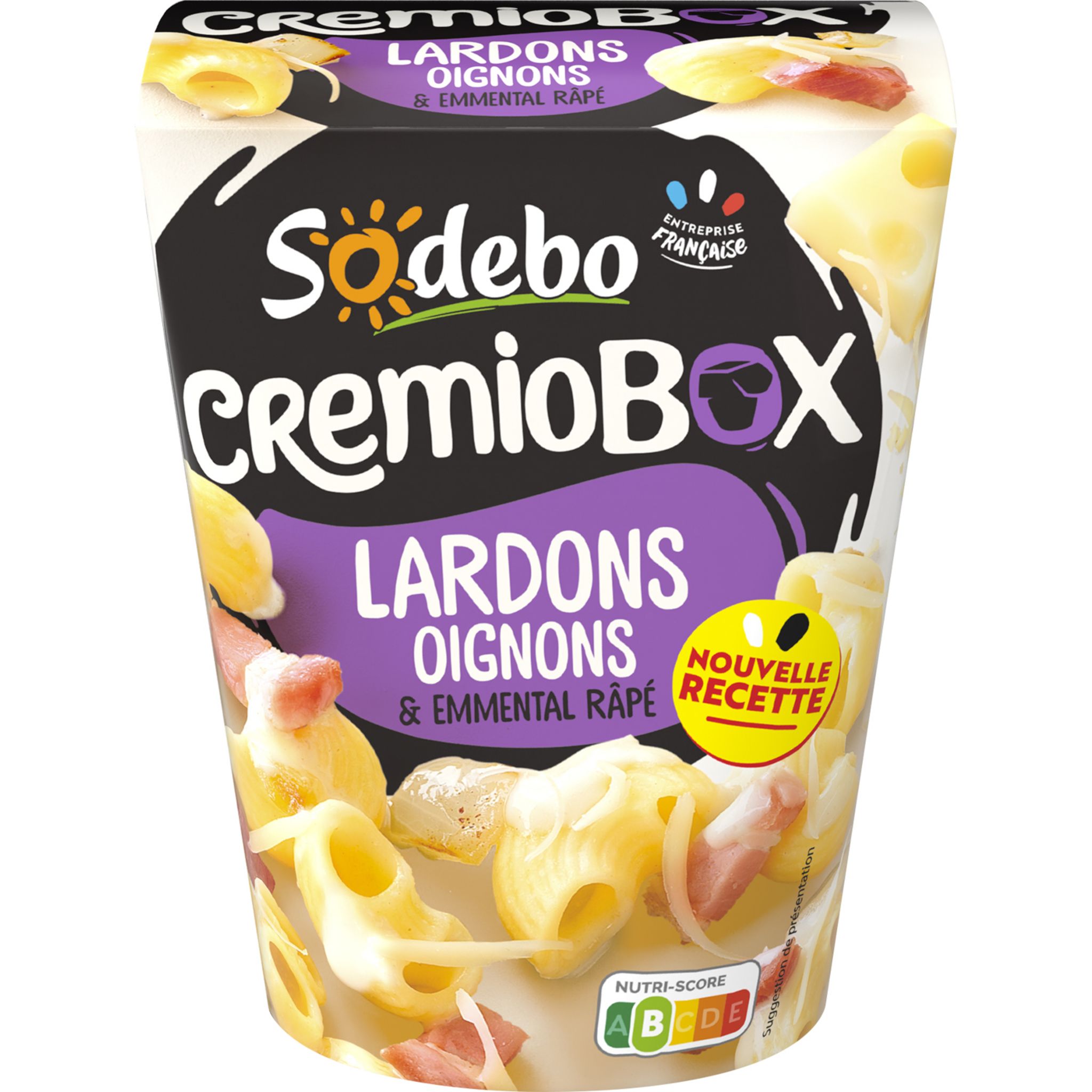 SODEBO Cremiobox lardons oignons et emmental râpé 1 portion 280g pas ...