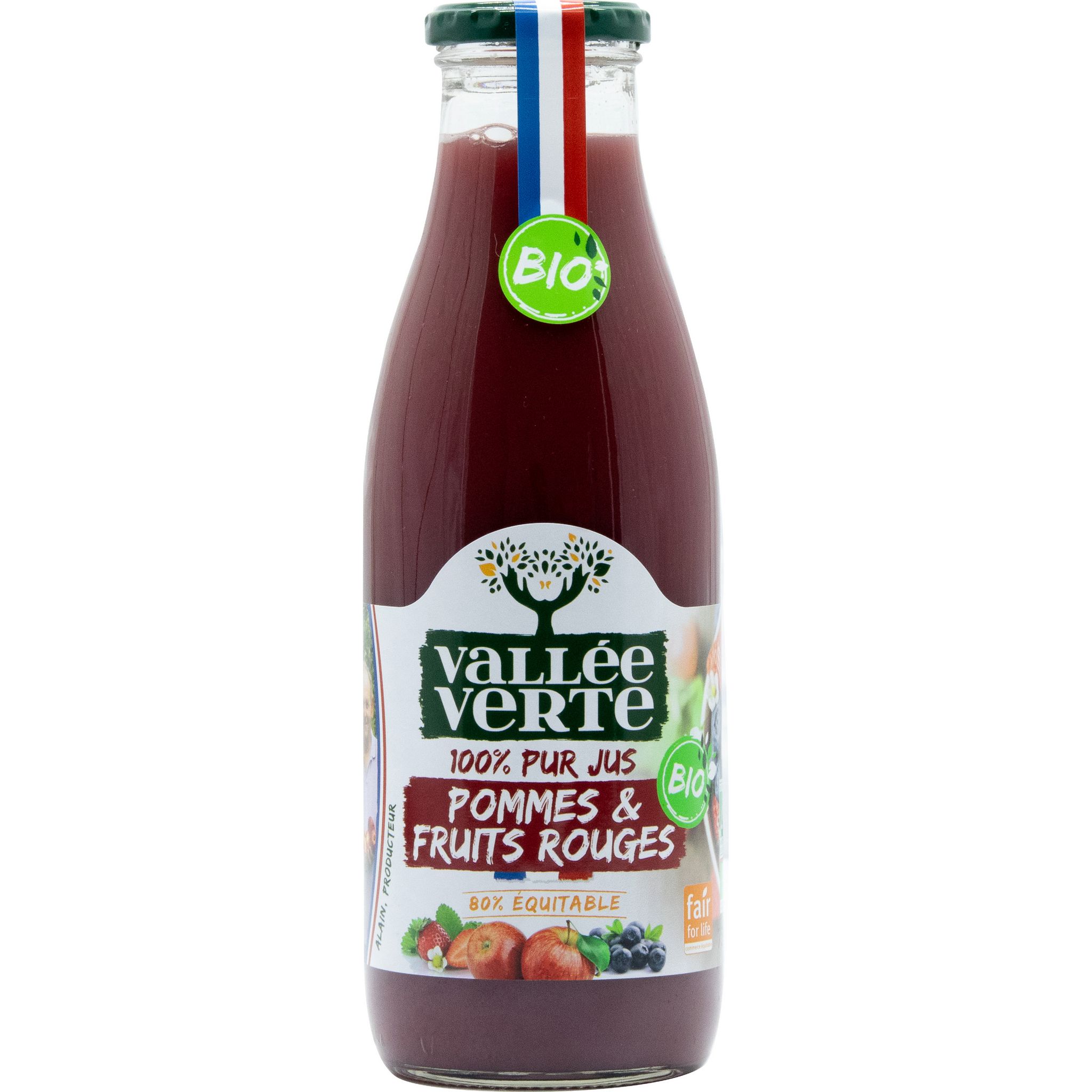 VALLEE VERTE Pur jus de pommes & fruits rouges bio 75cl pas cher ...