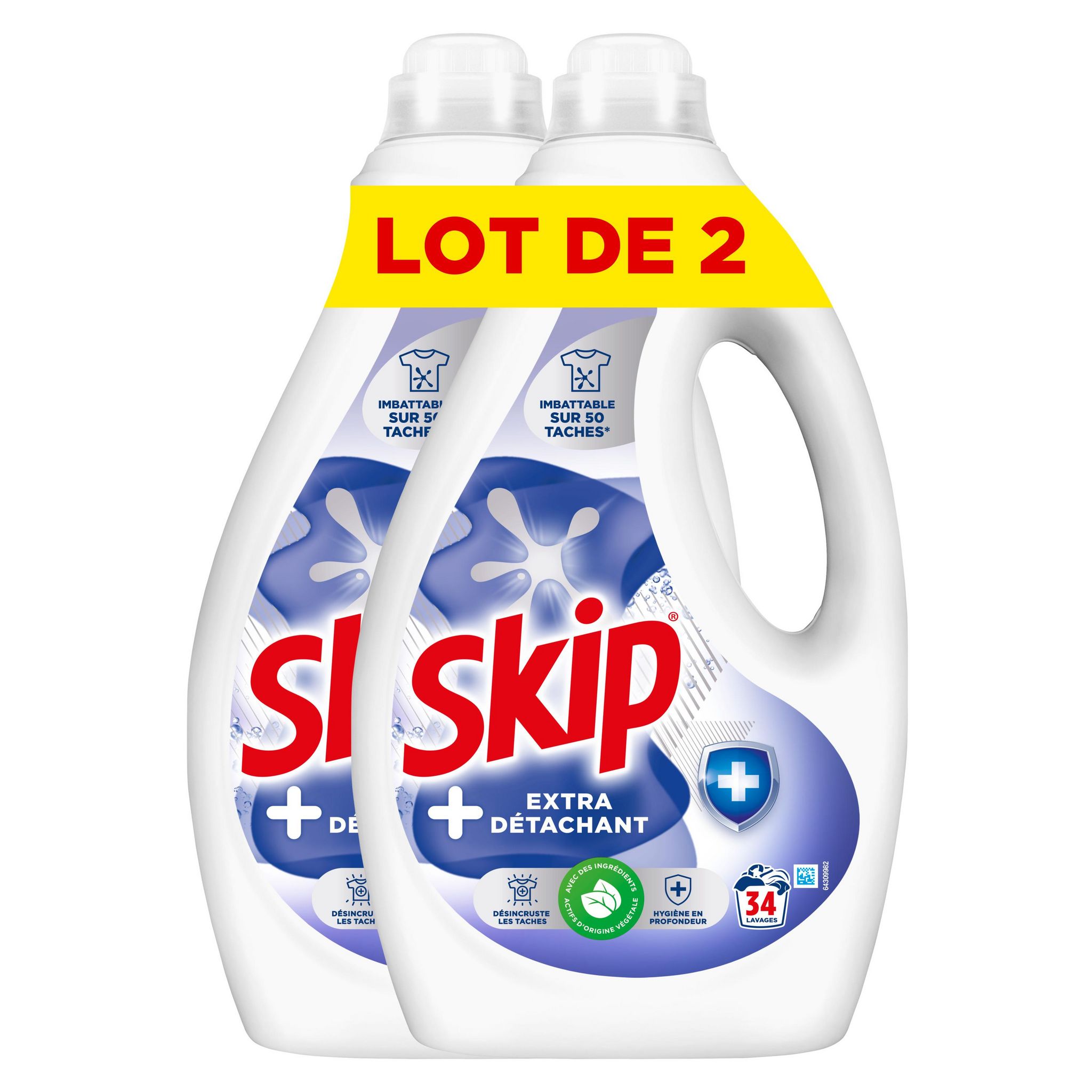 SKIP Lessive liquide extra détachant 68 lavages 3,06L pas cher - Auchan.fr
