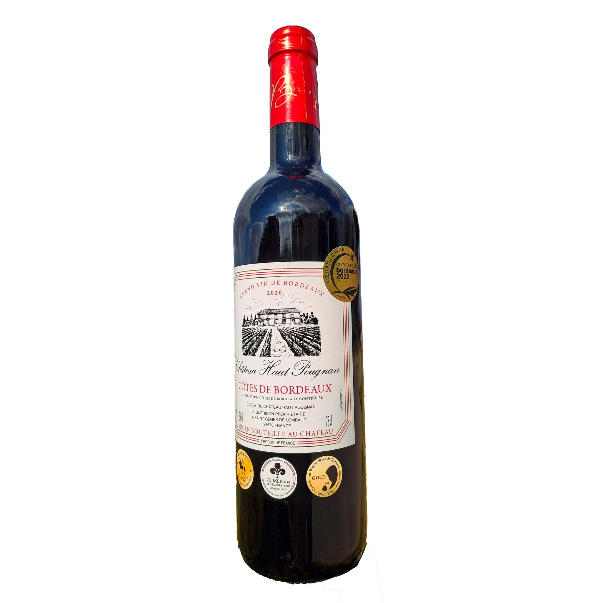 Vin rouge AOP Cotes de Bordeaux Château Haut Pougnan 75cl pas cher ...
