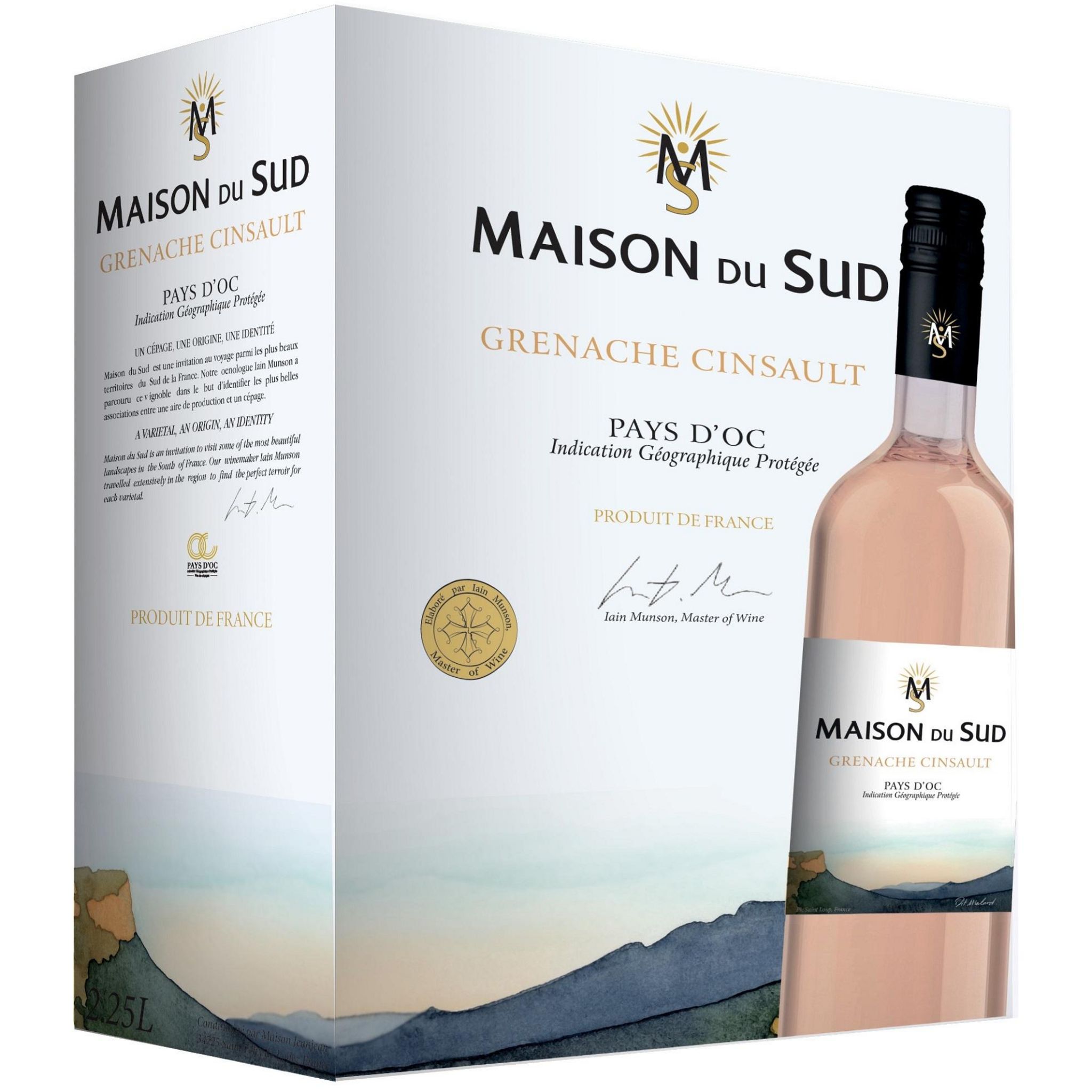 IGP Pays d'Oc Maison du Sud Grenache Cinsault rosé bib 2.25l pas cher ...