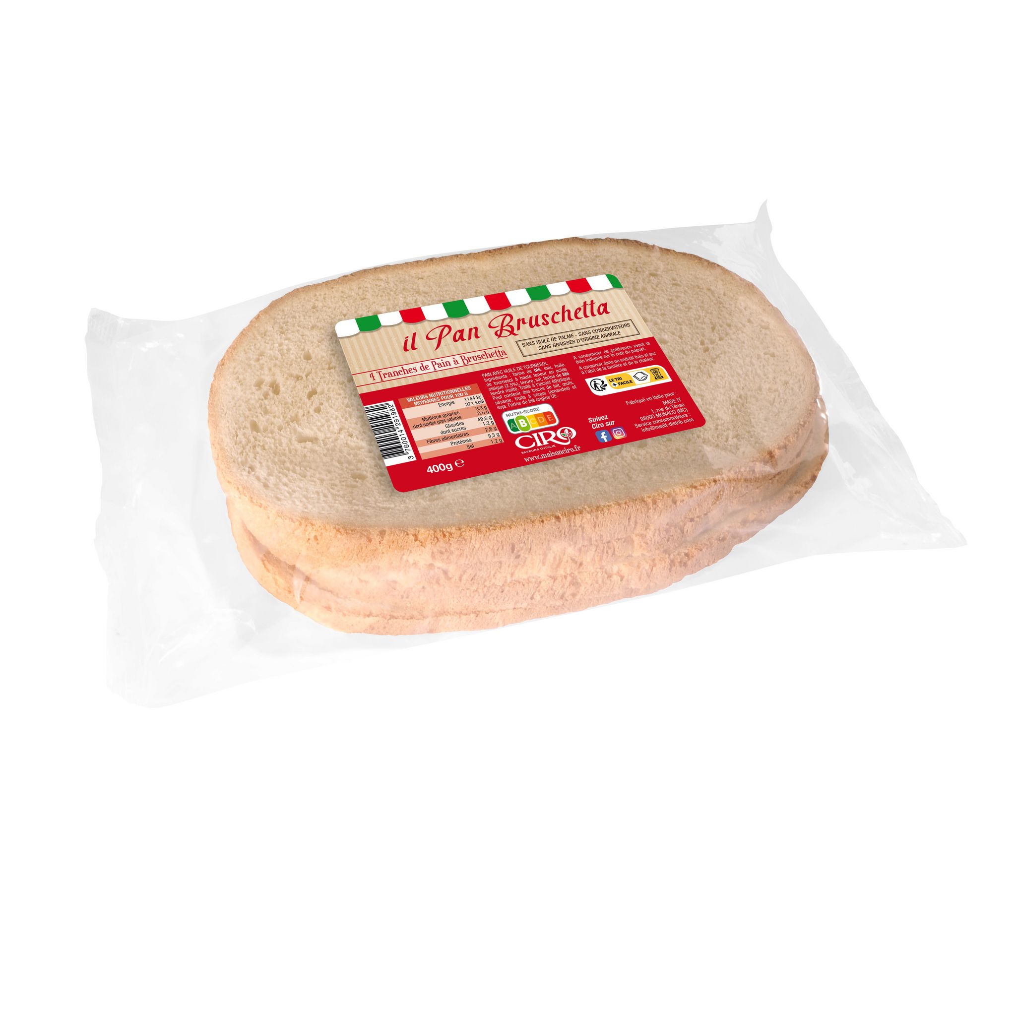 CIRO Pain à Bruschetta 4 tranches 400g pas cher - Auchan.fr