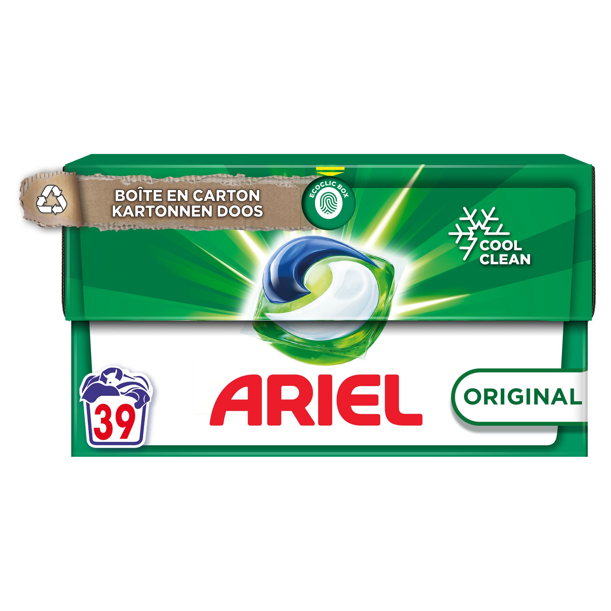 ARIEL Pods lessive capsules détergent tout en 1 original 39 lavages pas ...