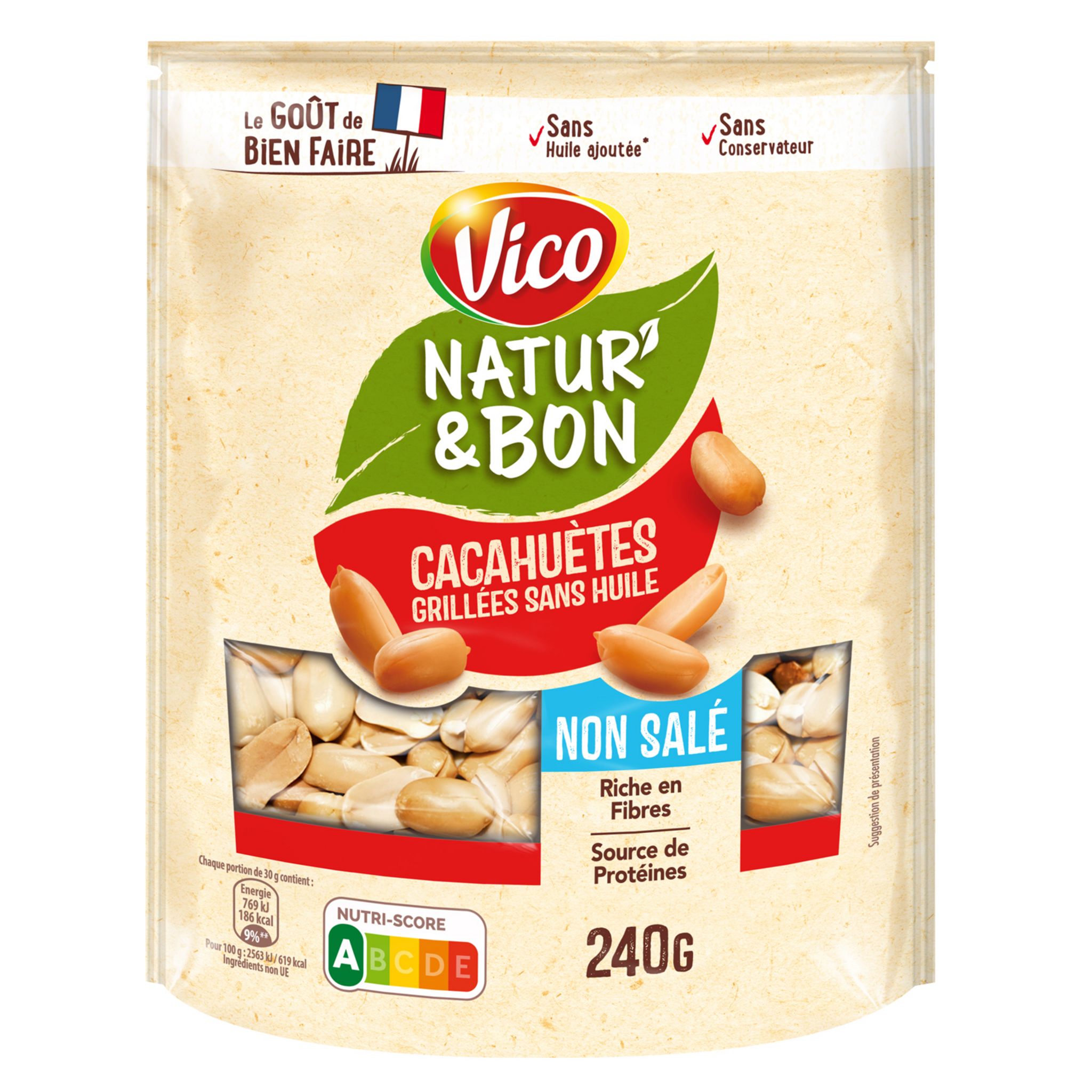 VICO Cacahuètes grillées sans huile non salées 240g pas cher - Auchan.fr