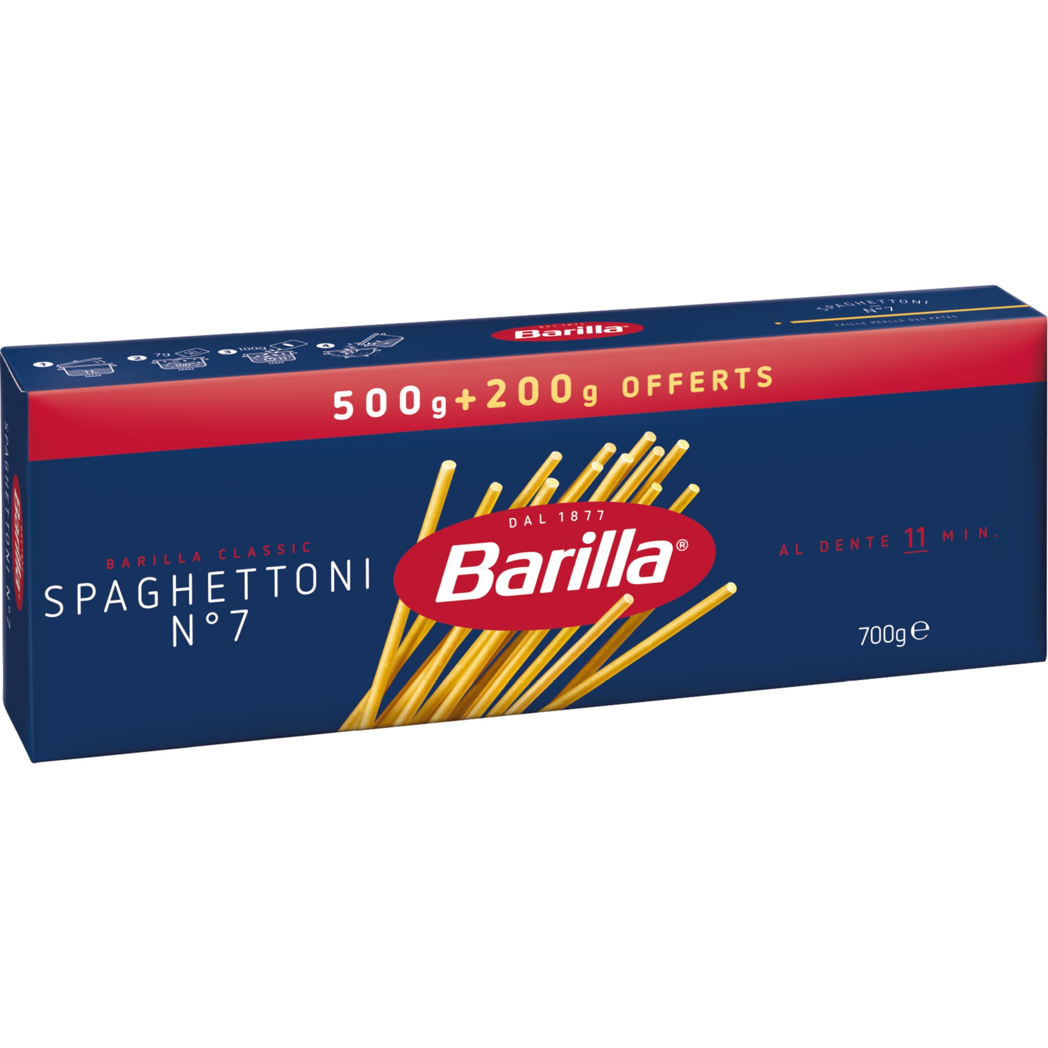 BARILLA Spaghettoni n°7 500g+200g offert pas cher - Auchan.fr