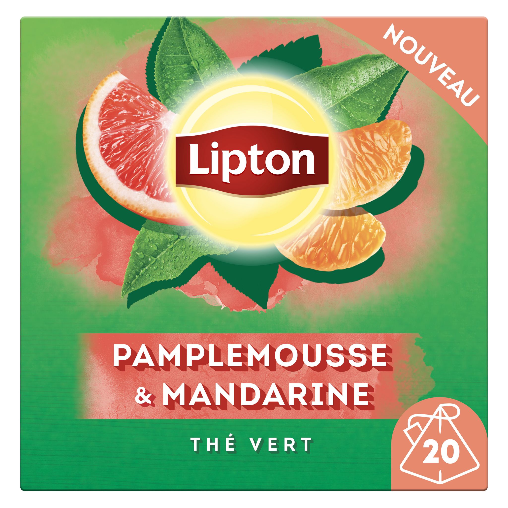 LIPTON Thé vert pamplemousse et mandarine 20 sachets 32g pas cher ...