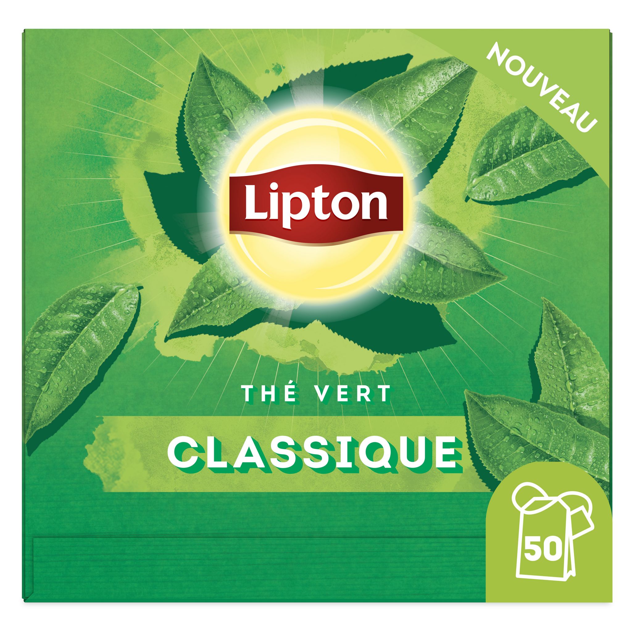 LIPTON Thé vert classique 50 sachets 65g pas cher - Auchan.fr