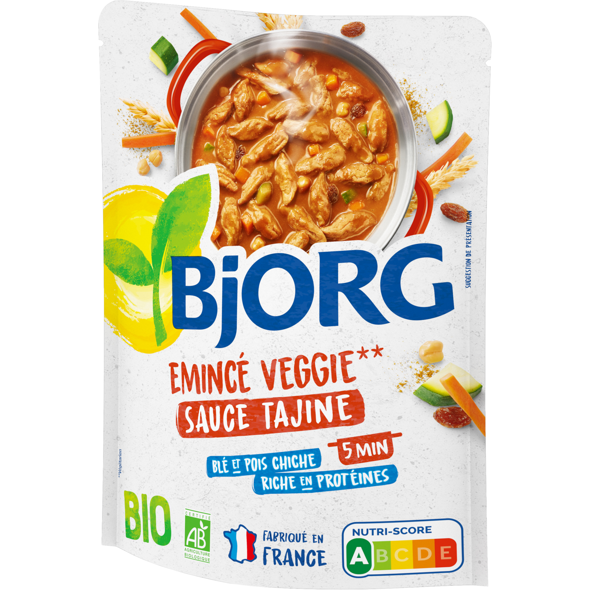 BJORG Emincé veggie bio sauce tajine sachet express 250g pas cher ...