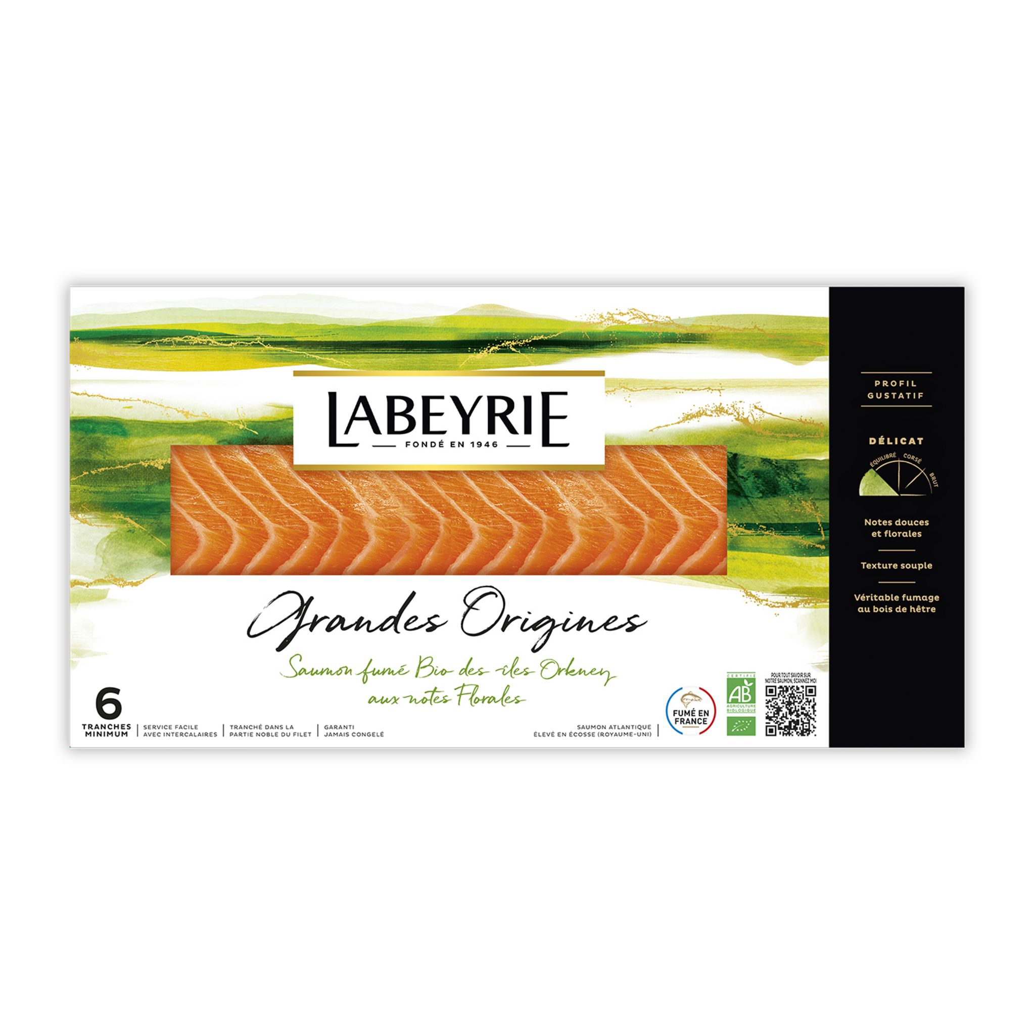 LABEYRIE Saumon fumé des iles Orleney bio 6 tranches 190g pas cher ...