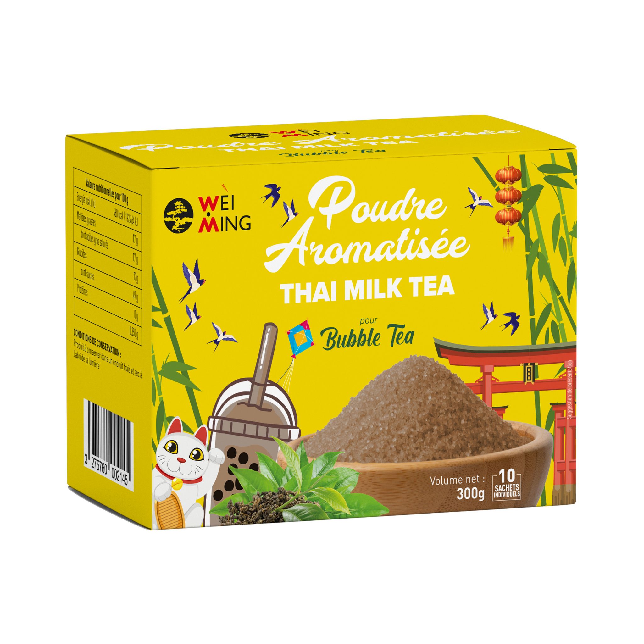 WEI MING Poudre aromatisée Thai Milk Tea pour Bubble Tea 10 sachets ...