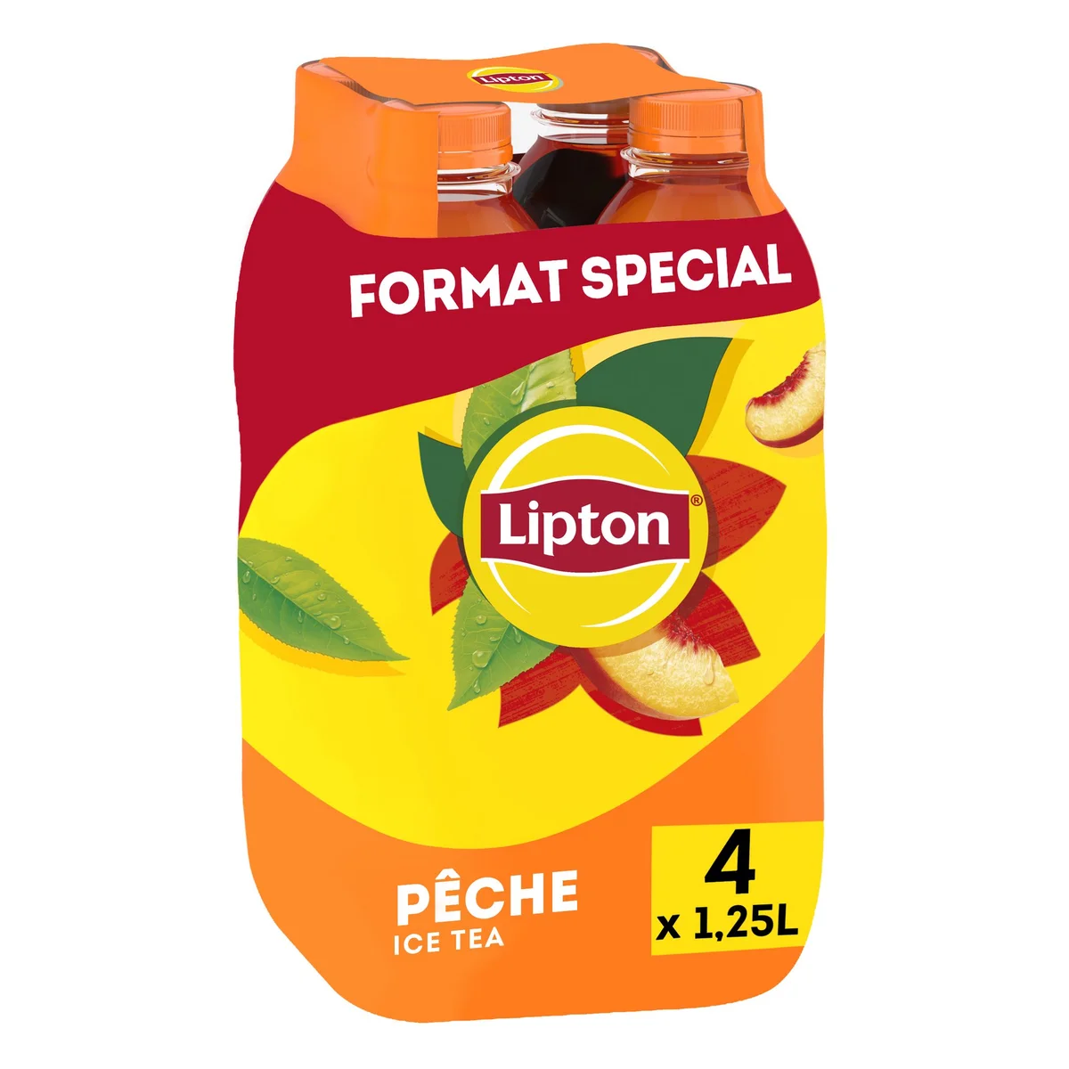 LIPTON Boisson à base de thé saveur pêche 4x1.25l pas cher - Auchan.fr