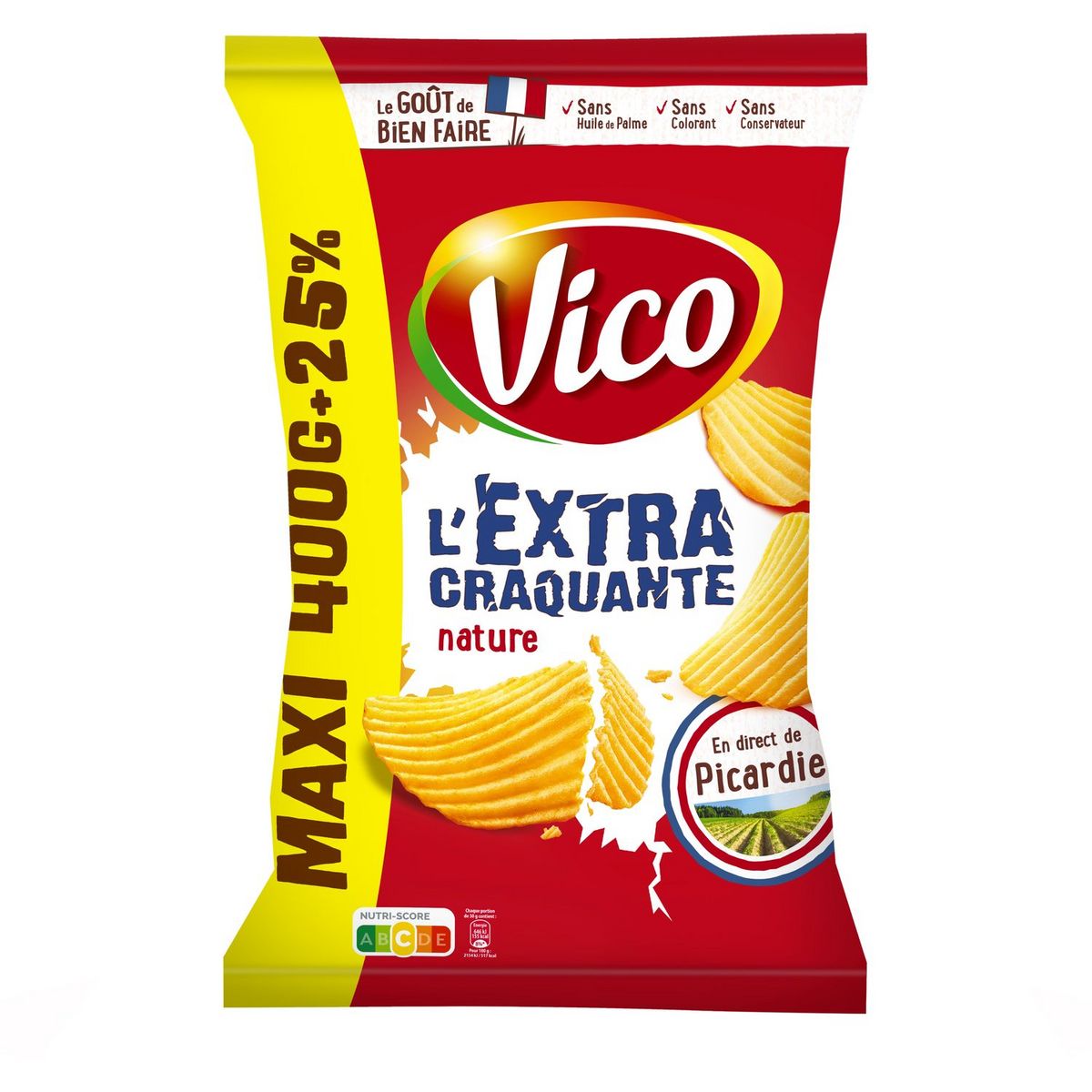 VICO Chips ondulées extra craquantes nature format xl 400g+25% offert ...