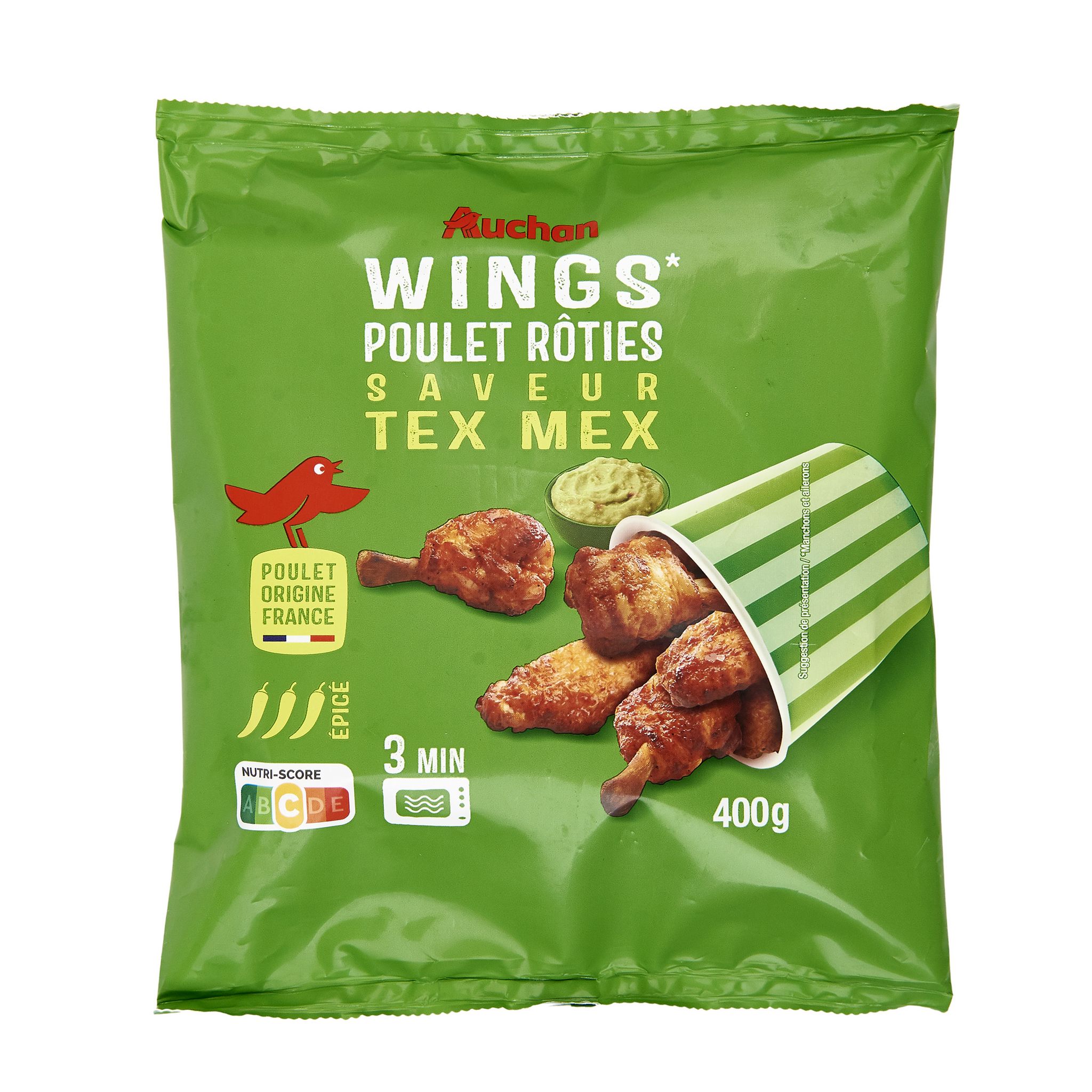 AUCHAN Wings de poulet rôties saveur tex mex 400g pas cher - Auchan.fr