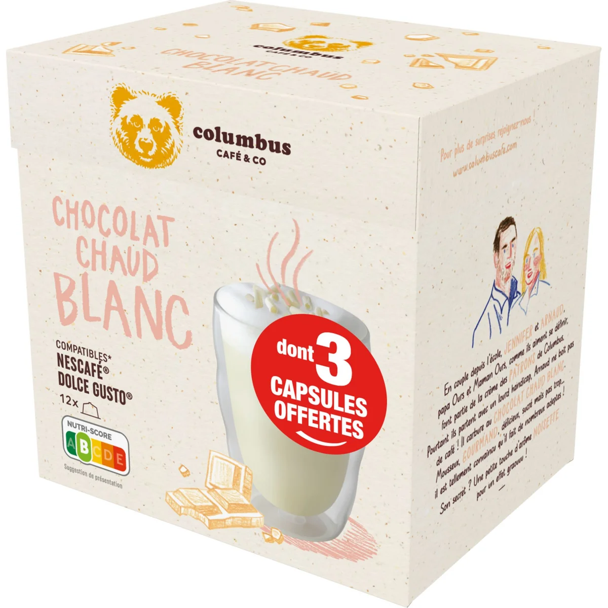 COLUMBUS Capsules de chocolat chaud blanc compatible machine Nescafé ...
