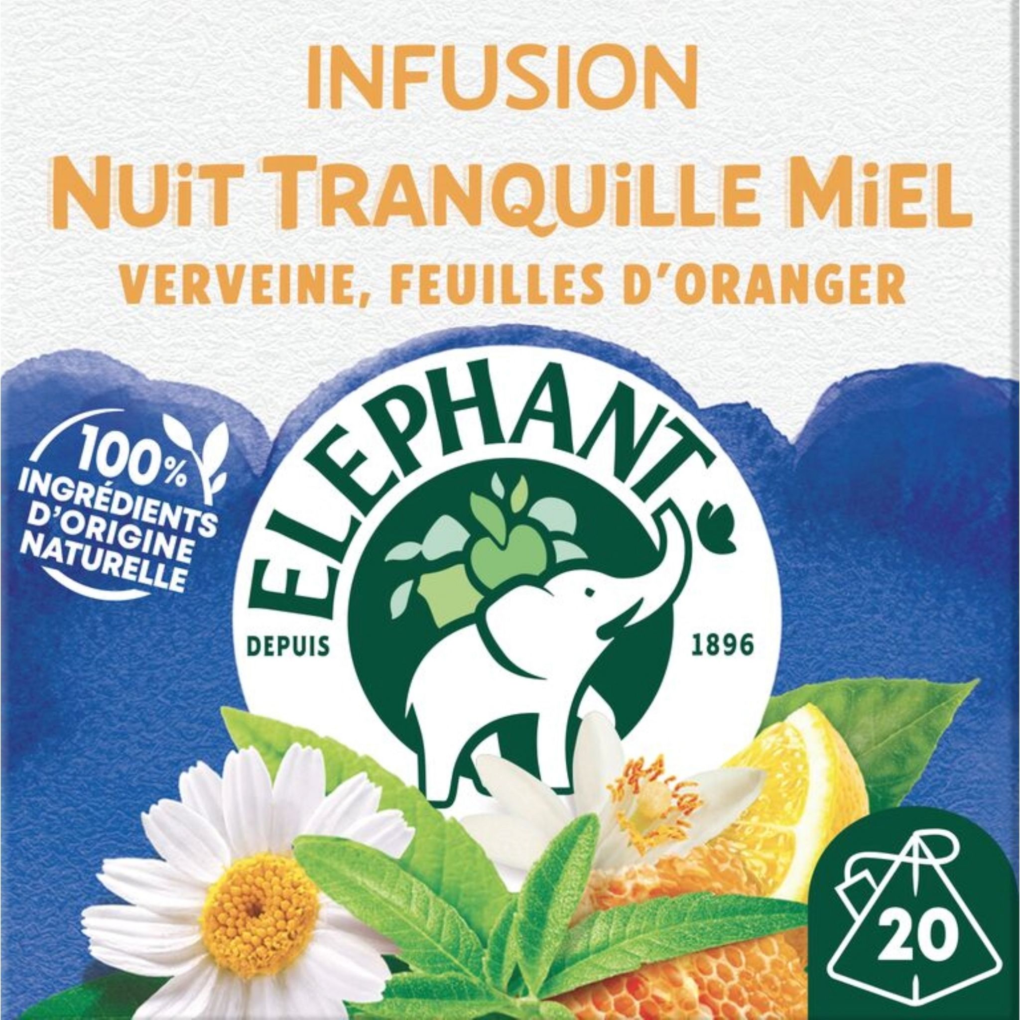 ELEPHANT Infusion nuit tranquille miel 20 sachets 30g pas cher - Auchan.fr