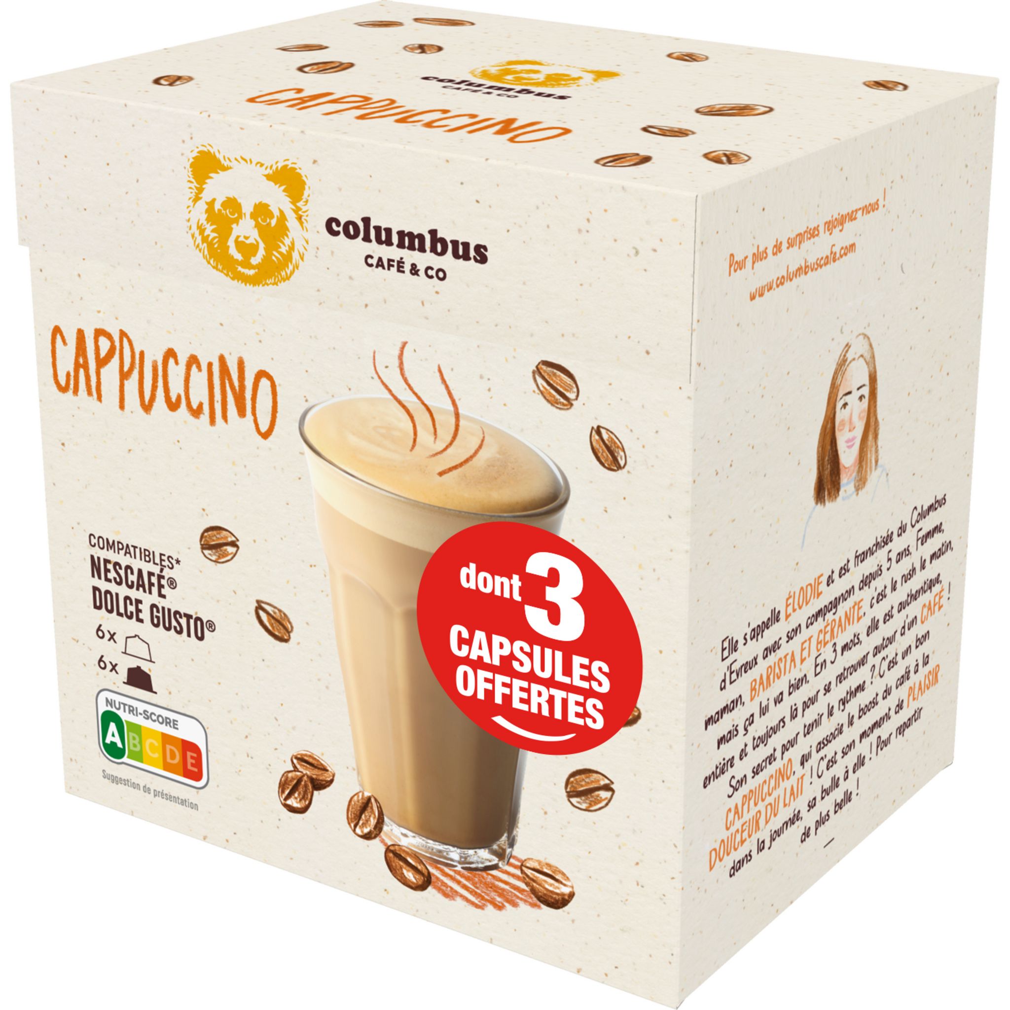 COLUMBUS Capsules de Café Cappuccino compatibles Dolce Gusto 6 capsules ...