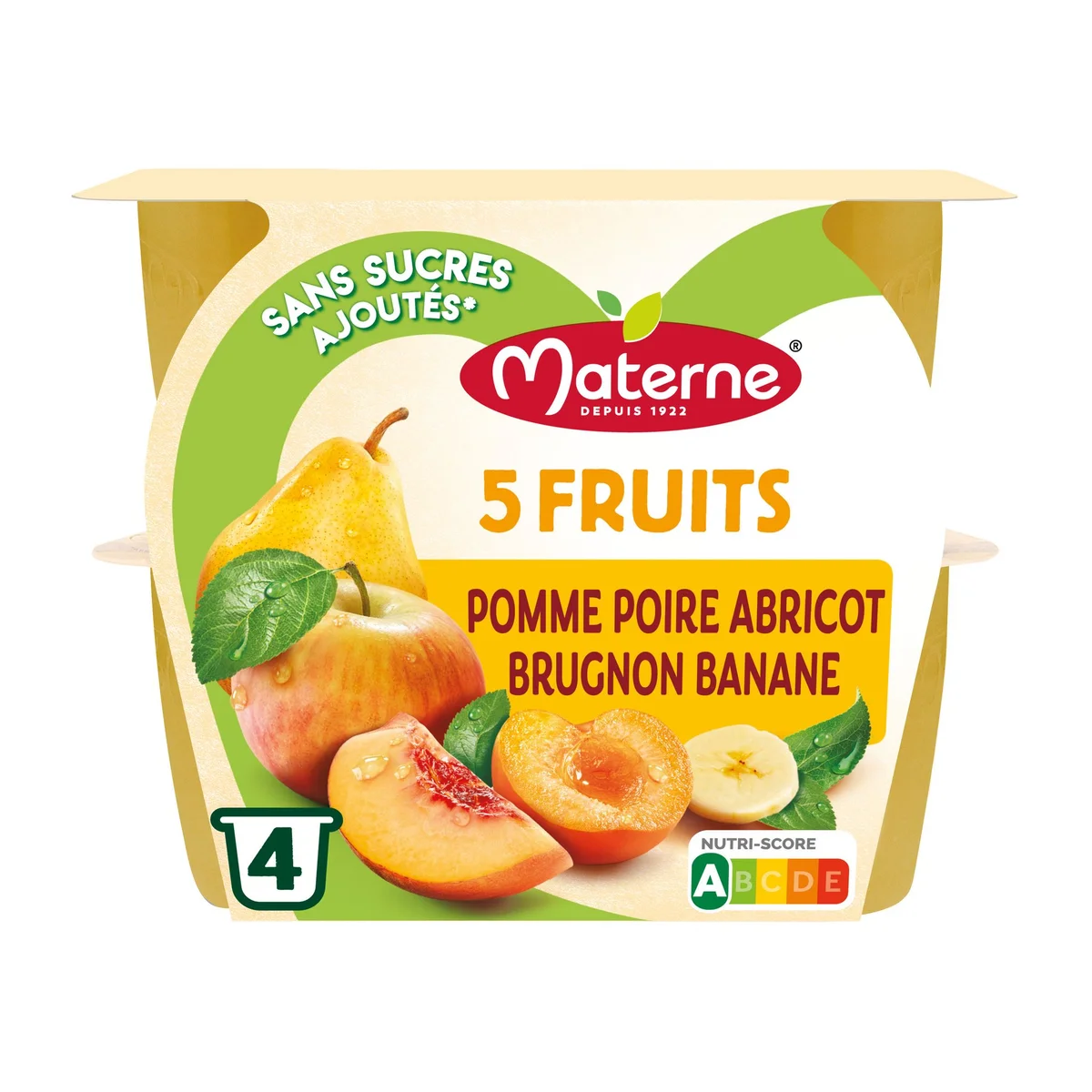 MATERNE Spécialité pomme poire abricot brugnon banane sans sucres ...