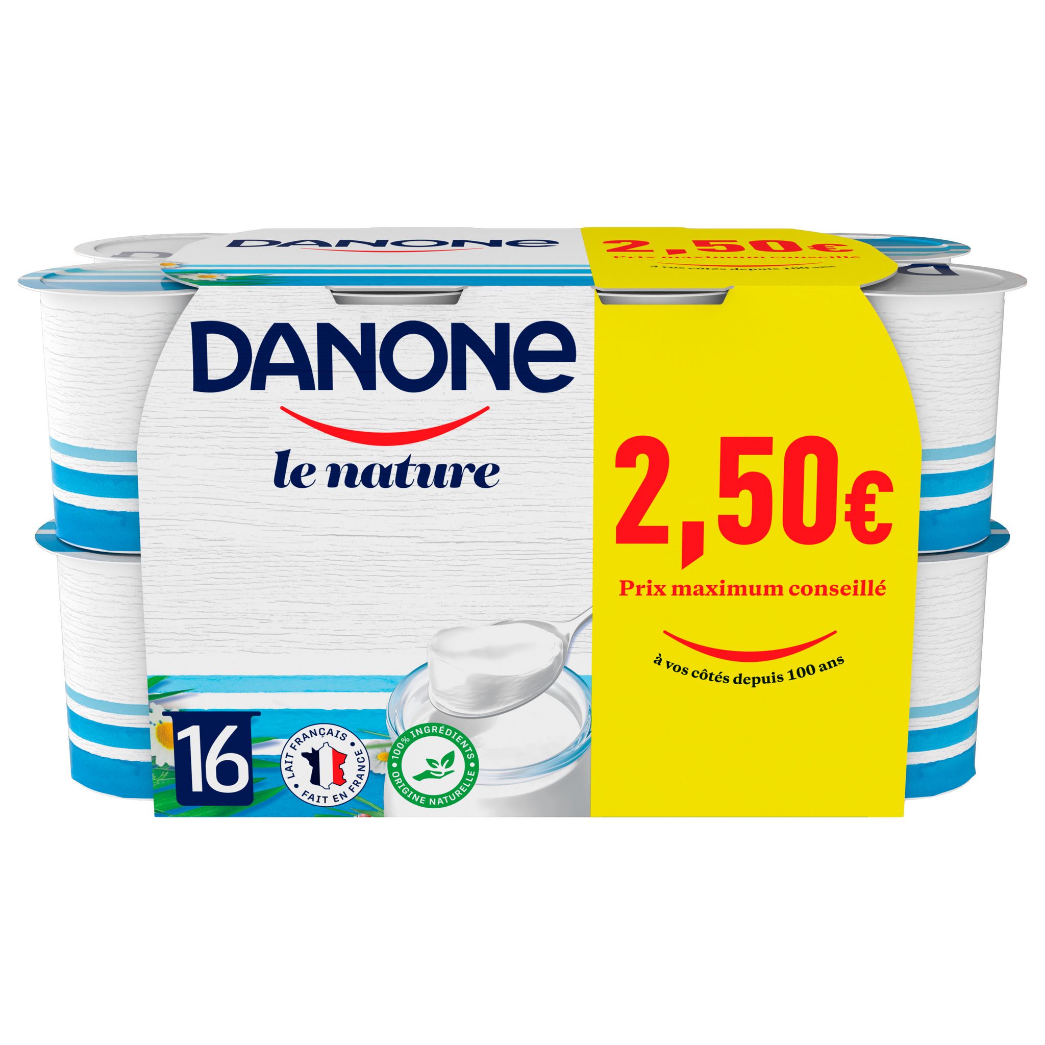 DANONE Yaourt nature 16x125g pas cher - Auchan.fr