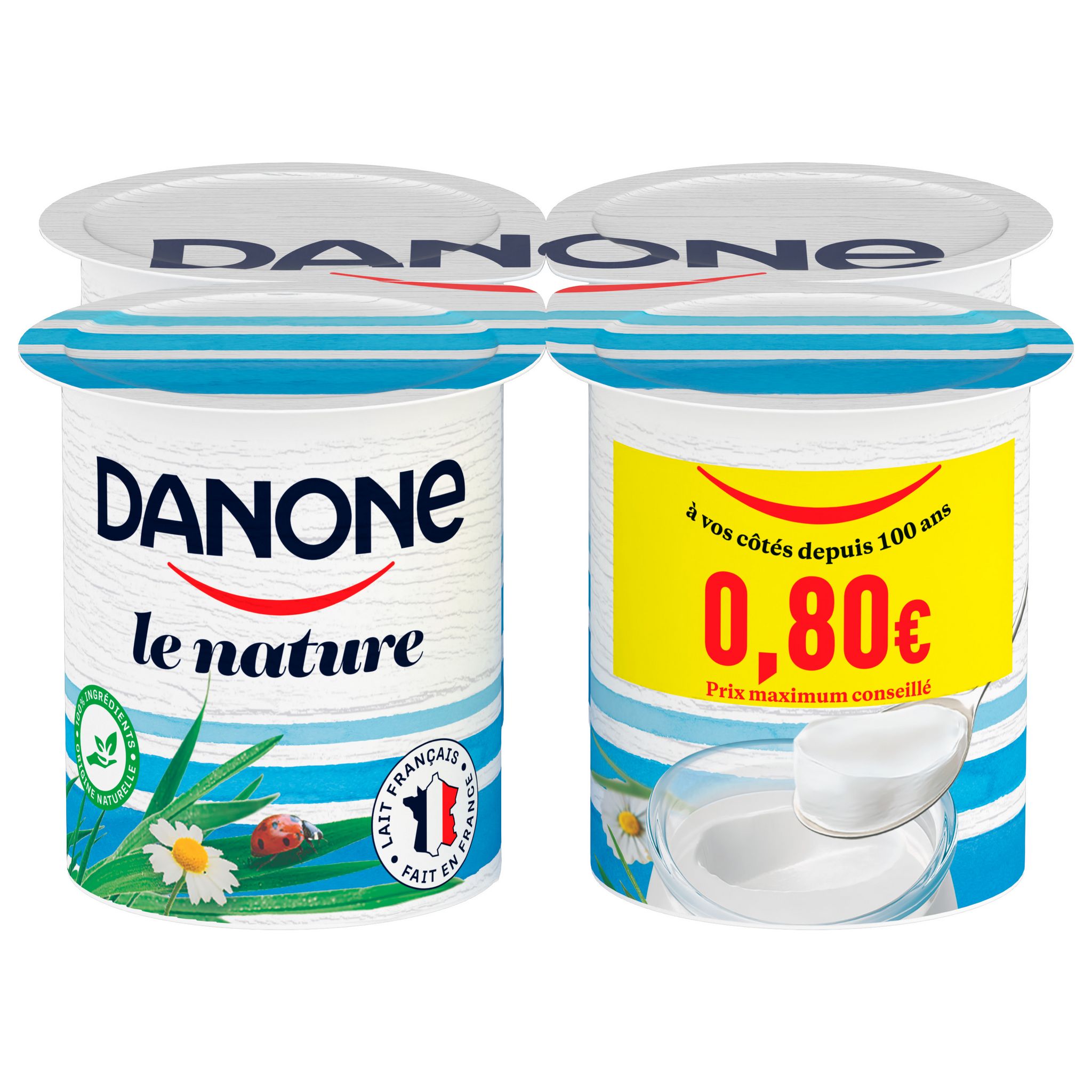 DANONE Yaourt nature 4x125g pas cher - Auchan.fr