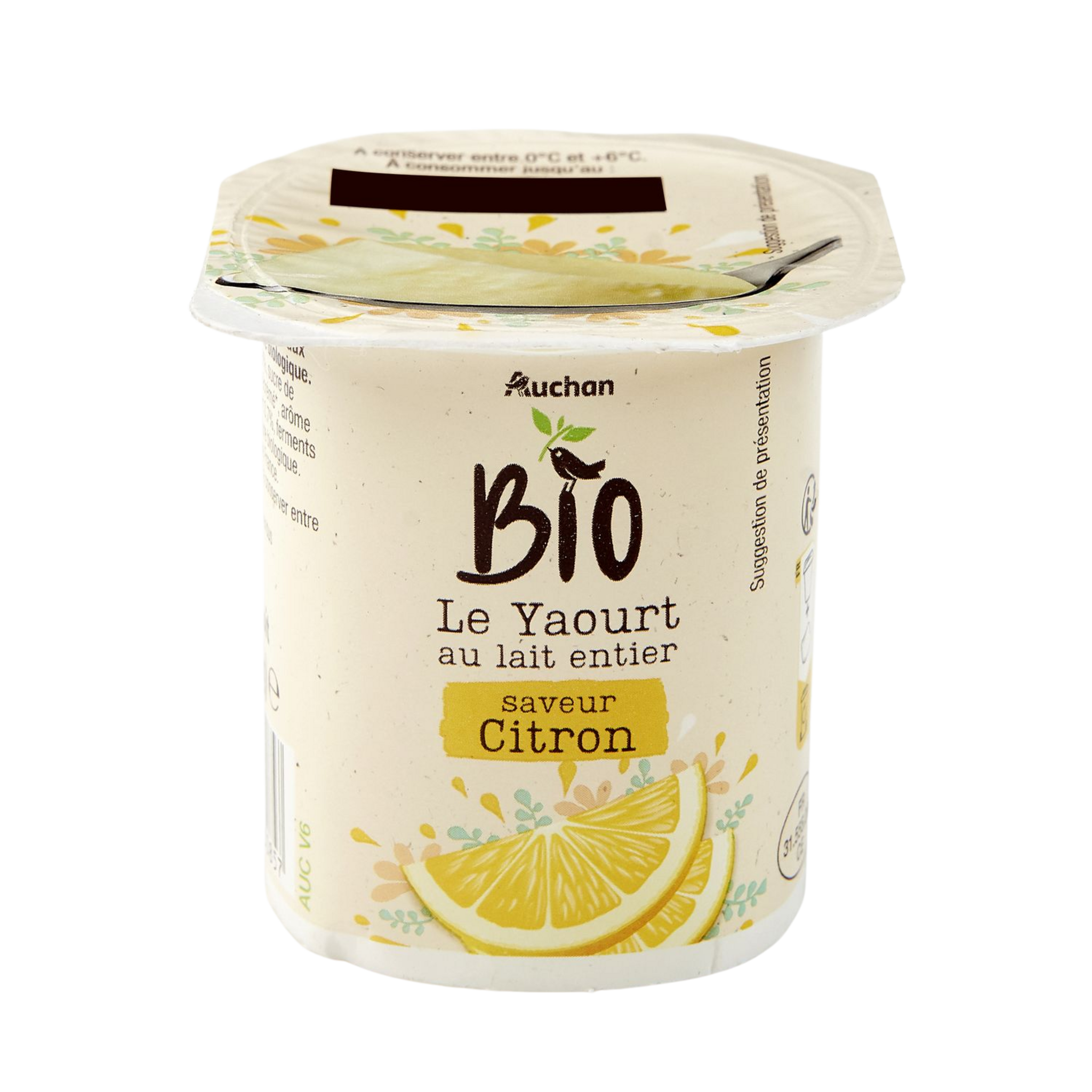 AUCHAN BIO Yaourt au lait entier saveur citron 125g pas cher - Auchan.fr